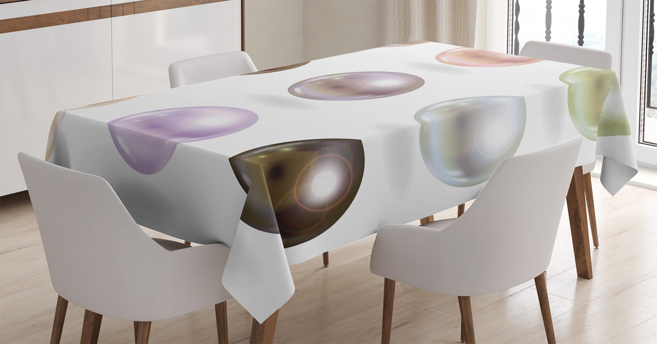 East Urban Home Pearls Tablecloth, Graphic Round And Smooth Shapes ...
