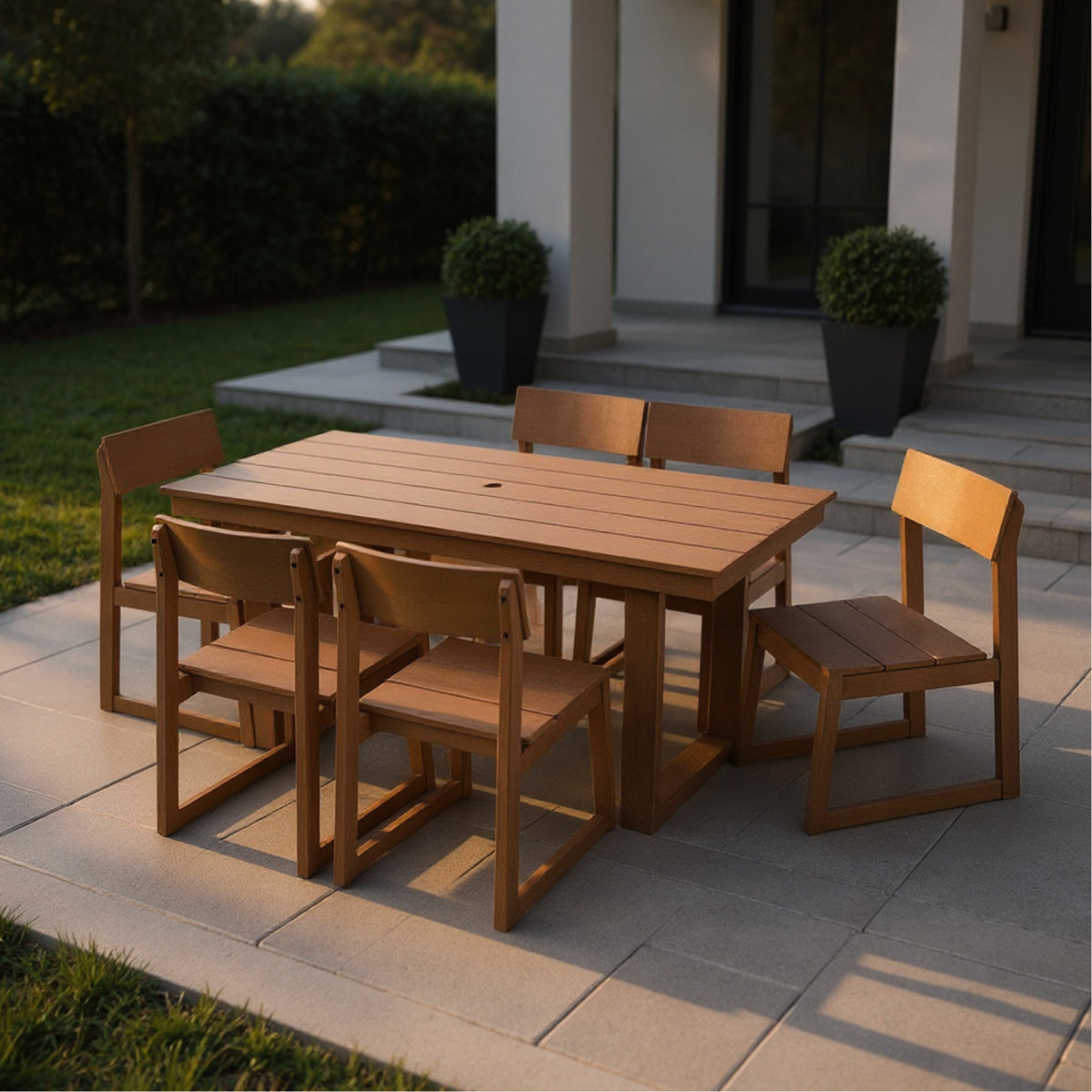 August Grove® 6 - Seater Outdoor Dining For Patio, Weather Table With ...