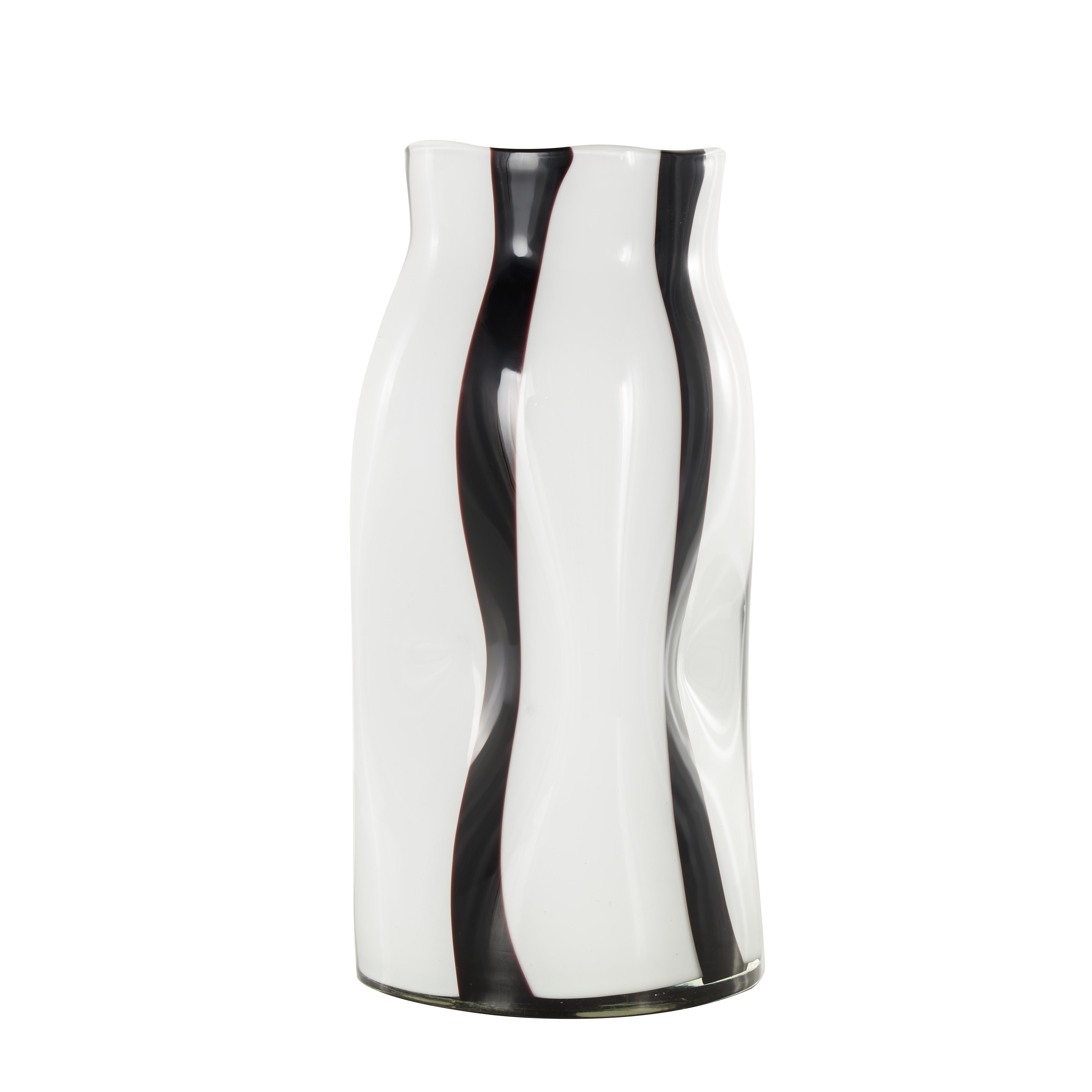 Joss & Main Inessa Cole And Grey Glass Concaved Round Decorative Vase ...