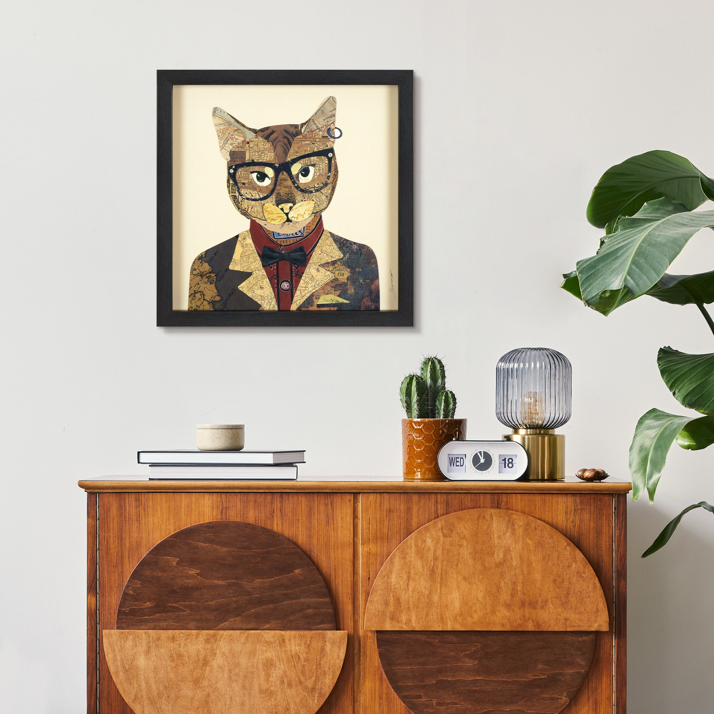 Latitude Run® 'Funky Cat 2' Graphic Art Print | Wayfair