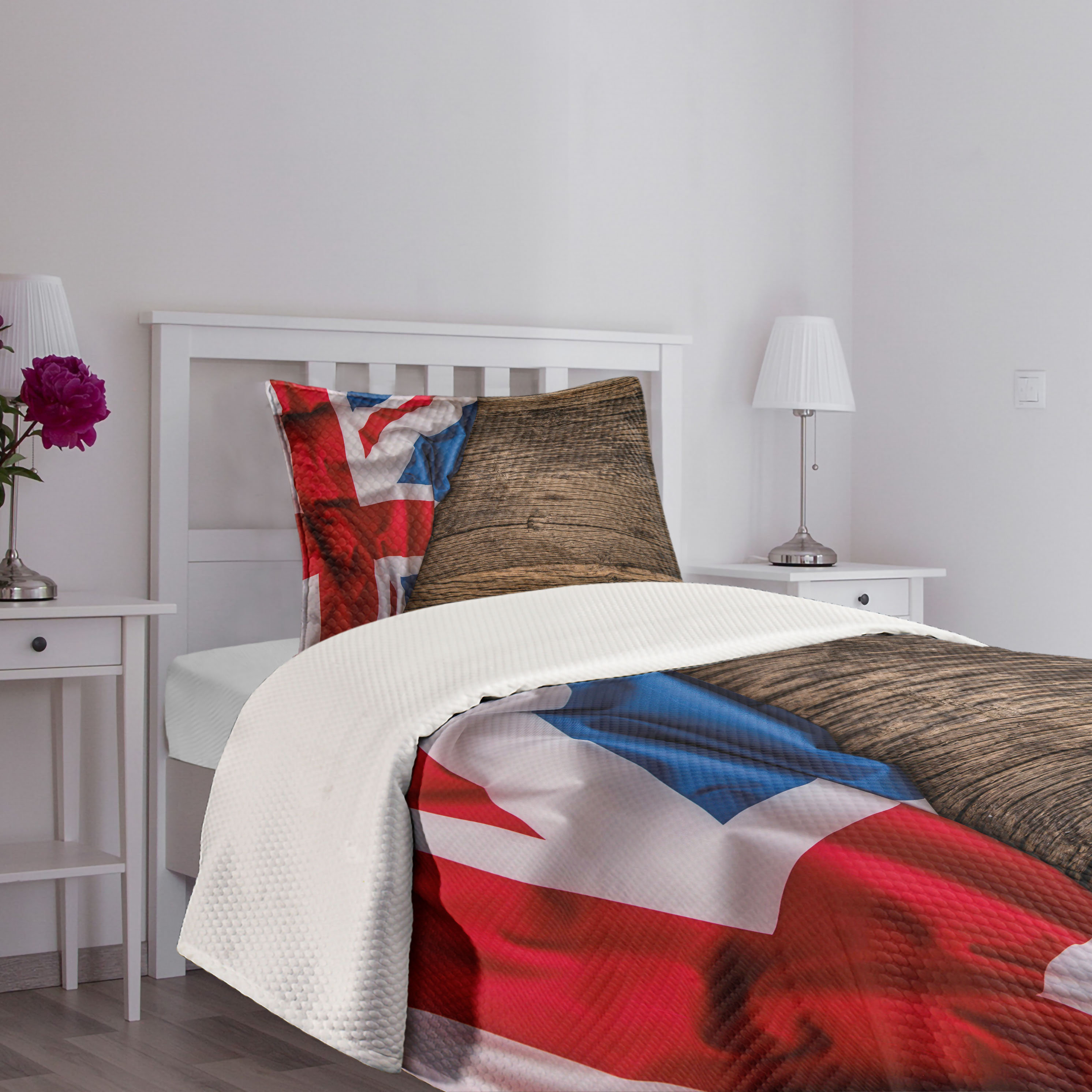 Ambesonne Union Jack Bedspread Set Flag on Oak Board Multicolor | Wayfair