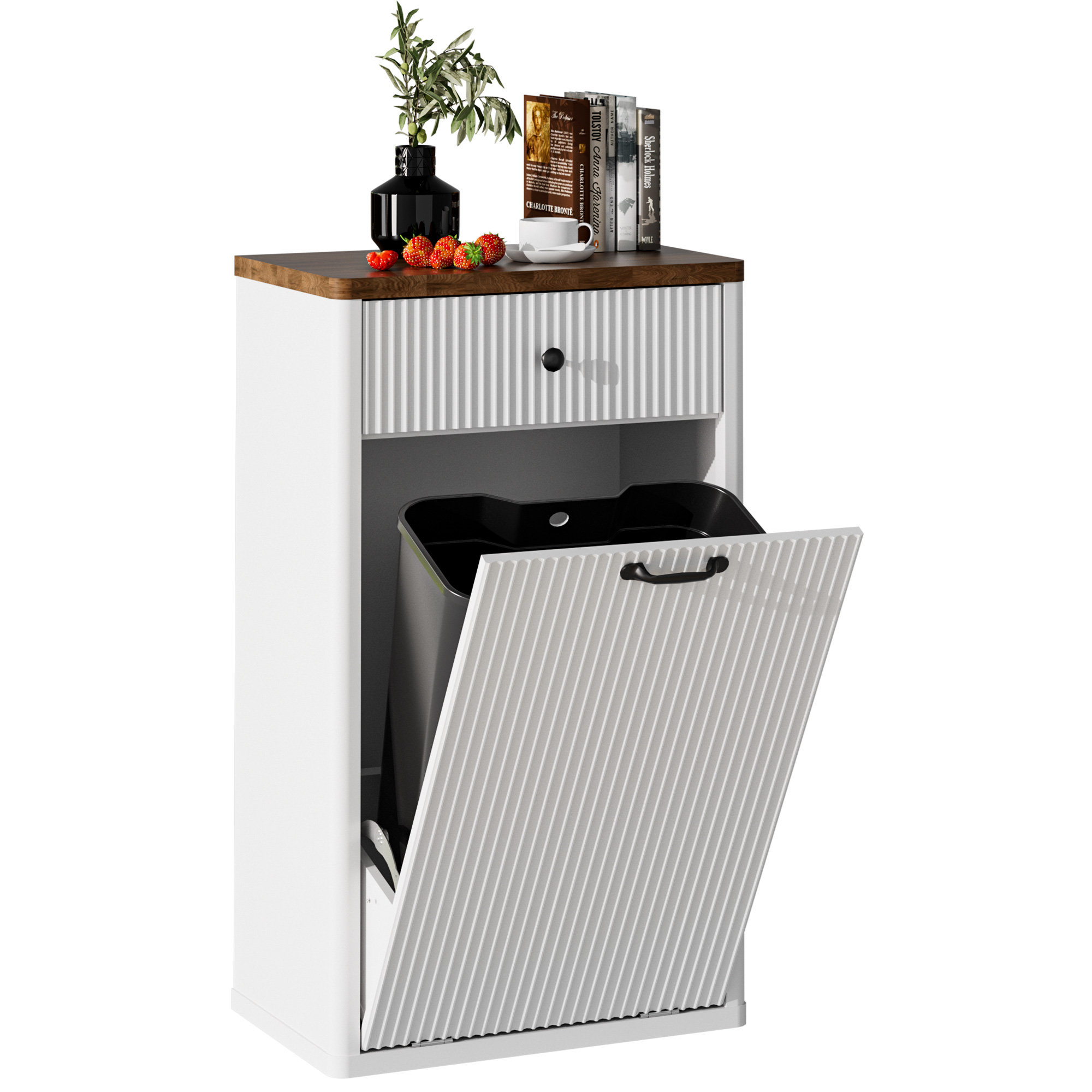 AHB 13 Gallons Tilt Out Trash Can Cabinet Hidden Kitchen Waste Bins ...