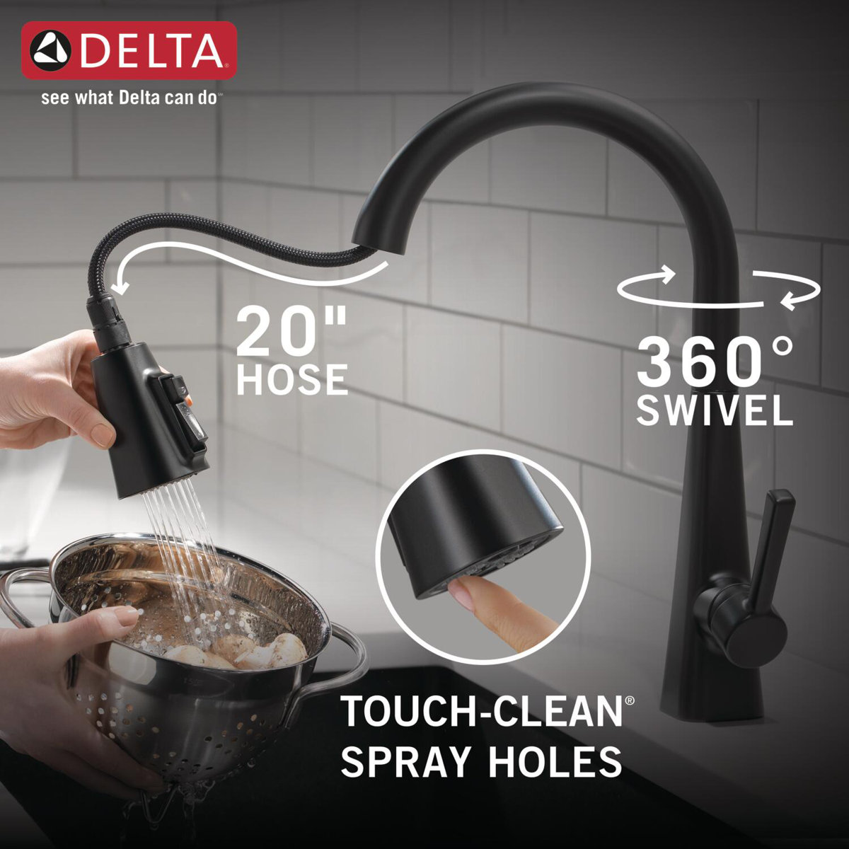 Delta Lenta Pull Down Sprayer Kitchen Sink Faucet, Single Handle ...