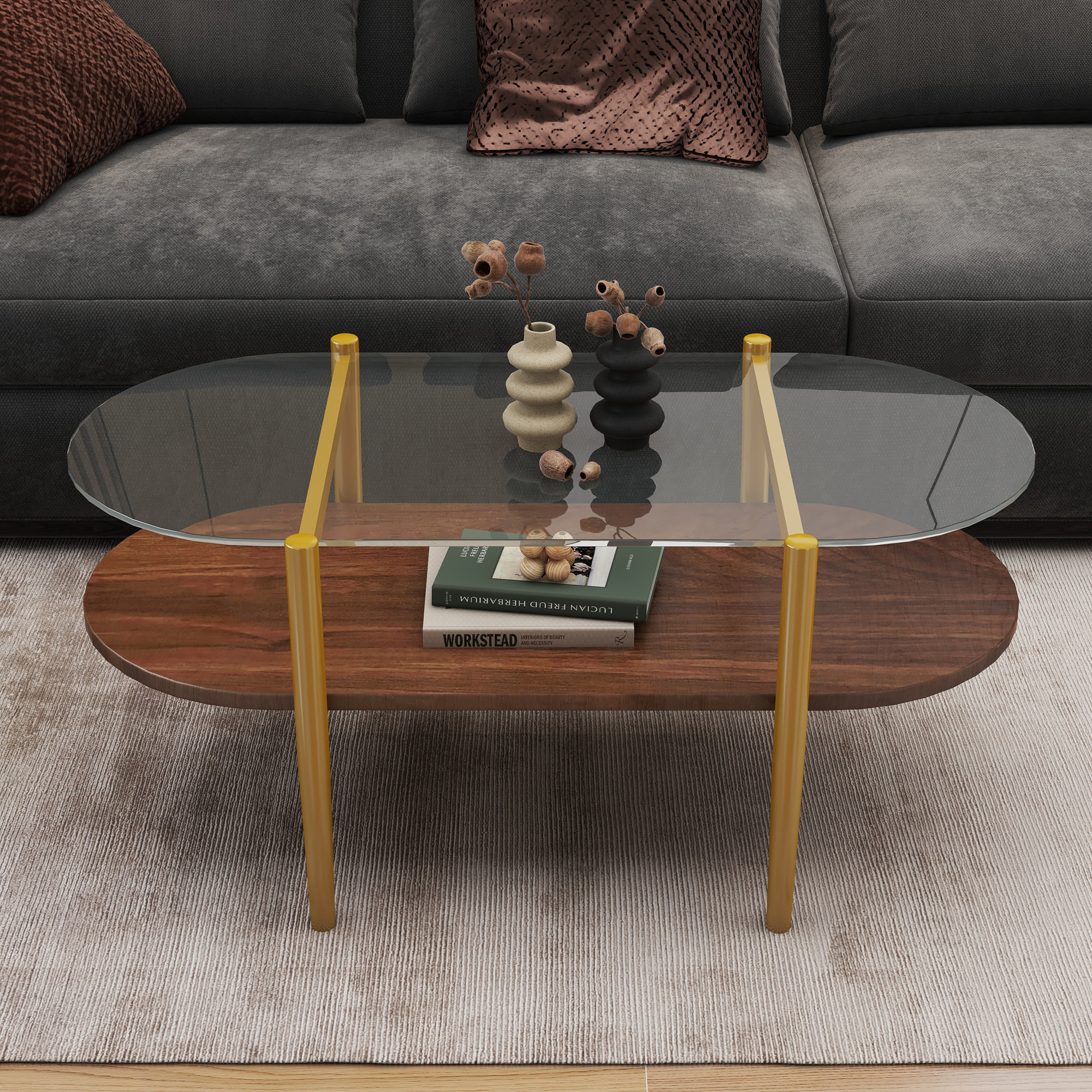 Mercer41 Oval Glass Coffee Table, Mid-Century Modern Design - Wayfair ...