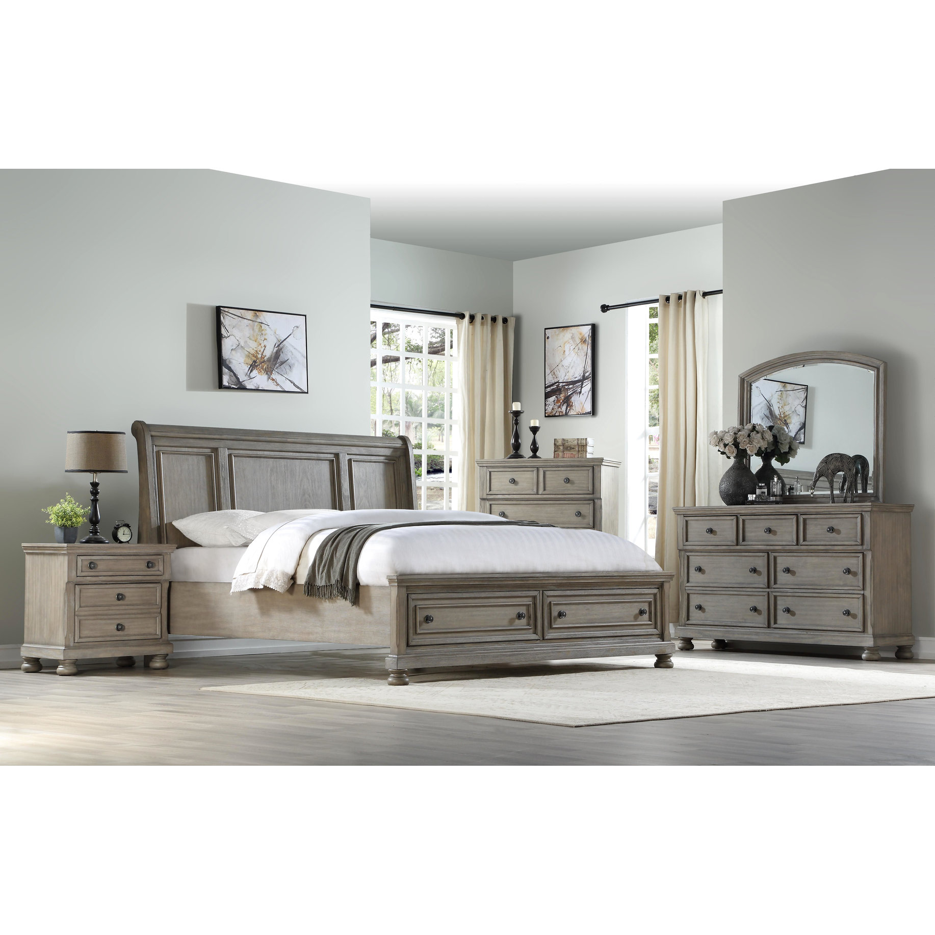Red Barrel Studio® Antique Gray Bed, 2 Drawer Storage Function, Strong ...
