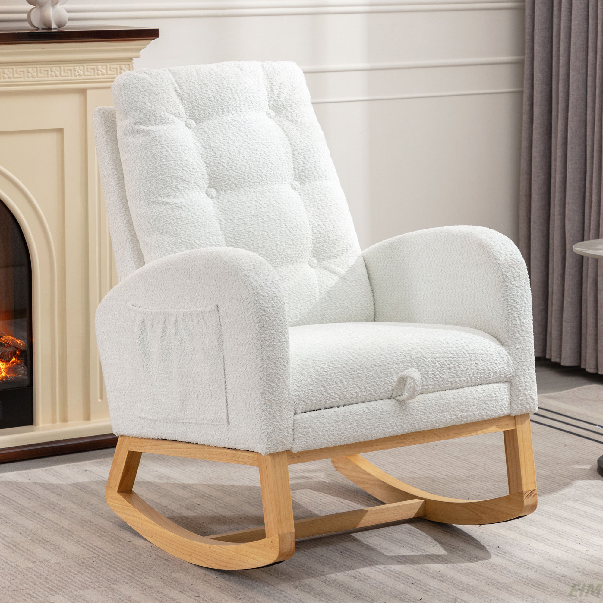 Ophelia & Co. Accent Rocking Chair With Footrest High Back Rubber Wood ...
