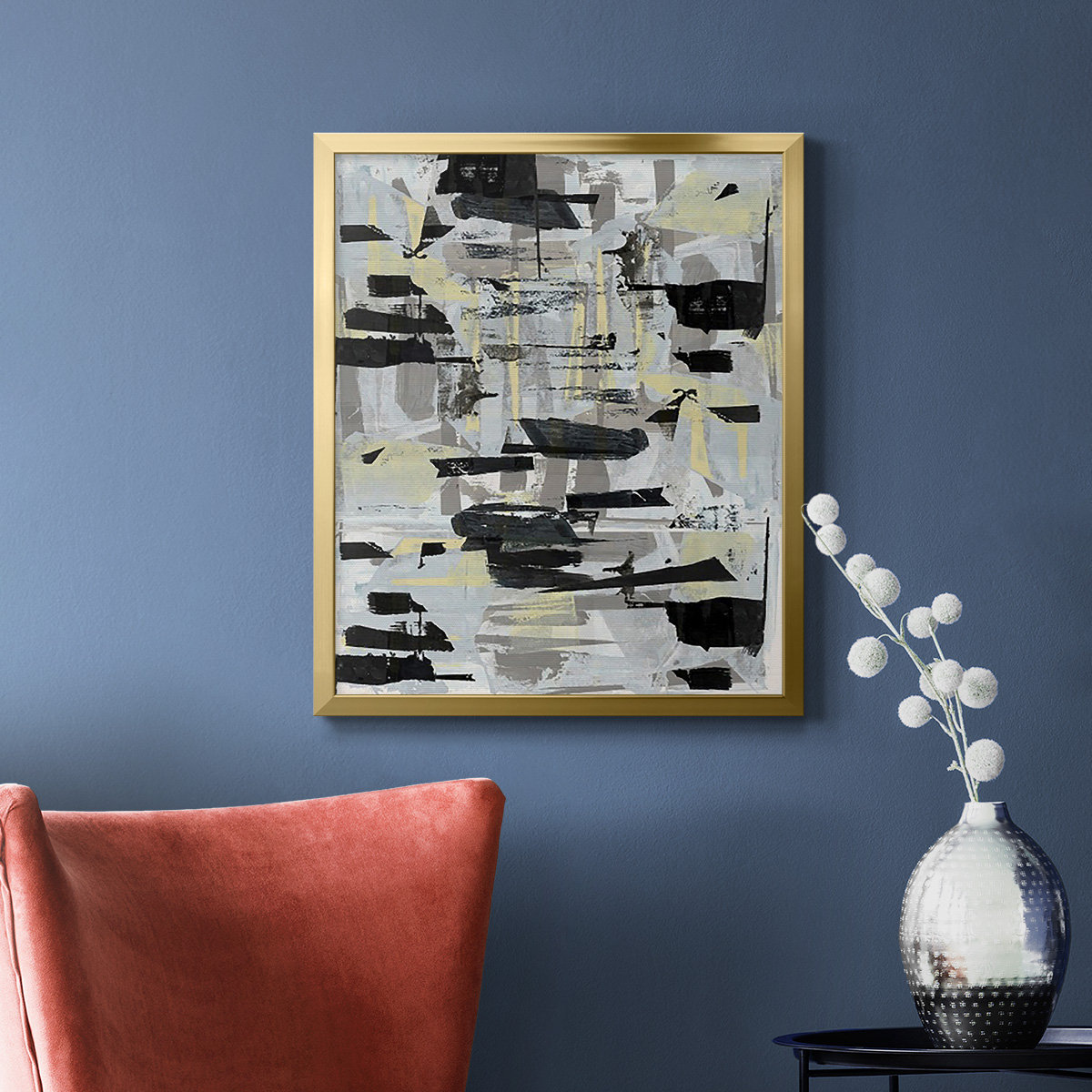 Ebern Designs Tiles & Texture Abstract Angles III Premium Framed Canvas - Ready to Hang | Wayfair
