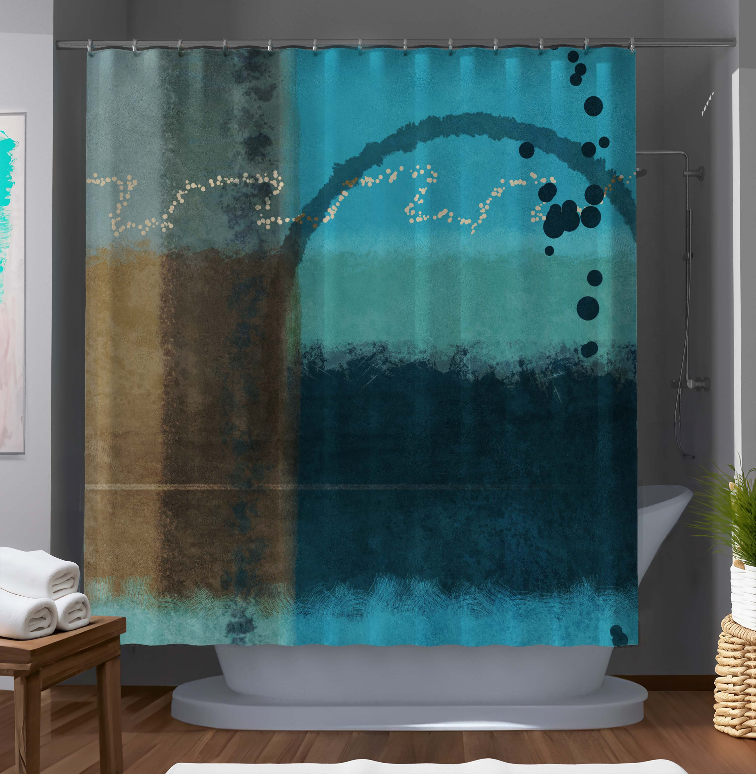 East Urban Home Coldiron Abstract Shower Curtain | Wayfair