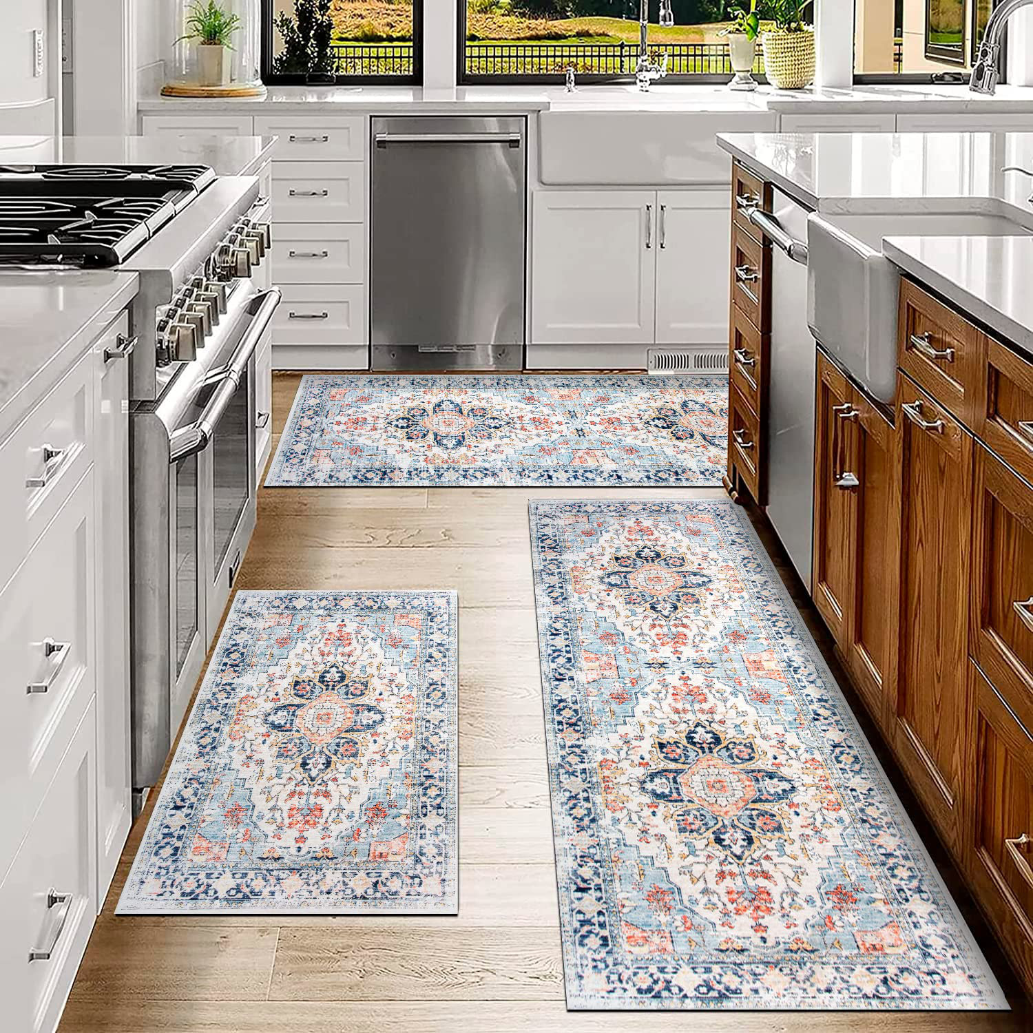 Bungalow Rose Vintage Rubber Kitchen Rugs Sets of 3 | Wayfair