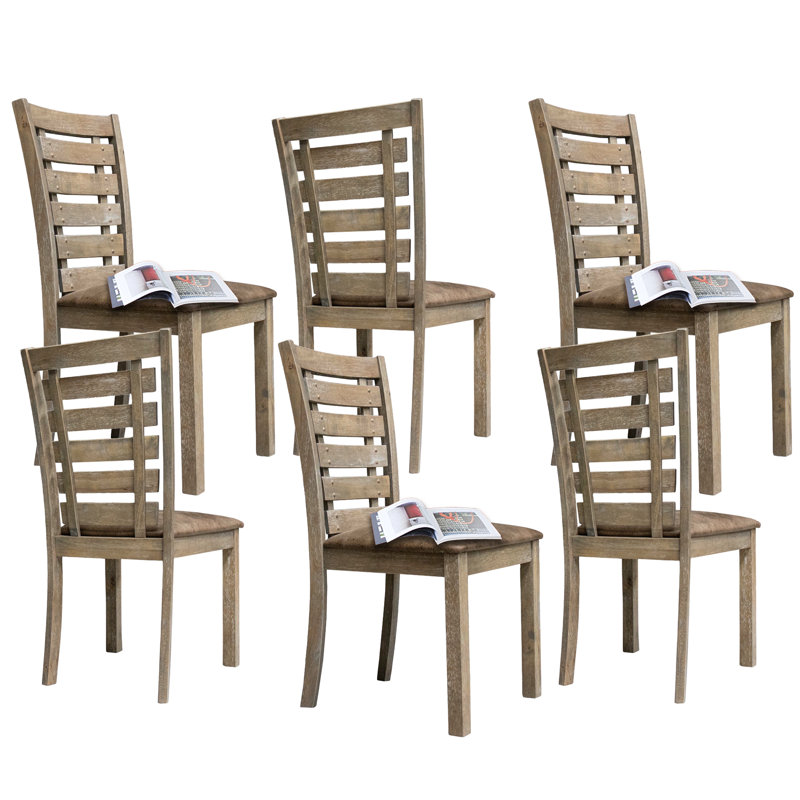Red Barrel Studio® Rustic Distressed Solid Wood Dining Chairs (Set of 6 ...