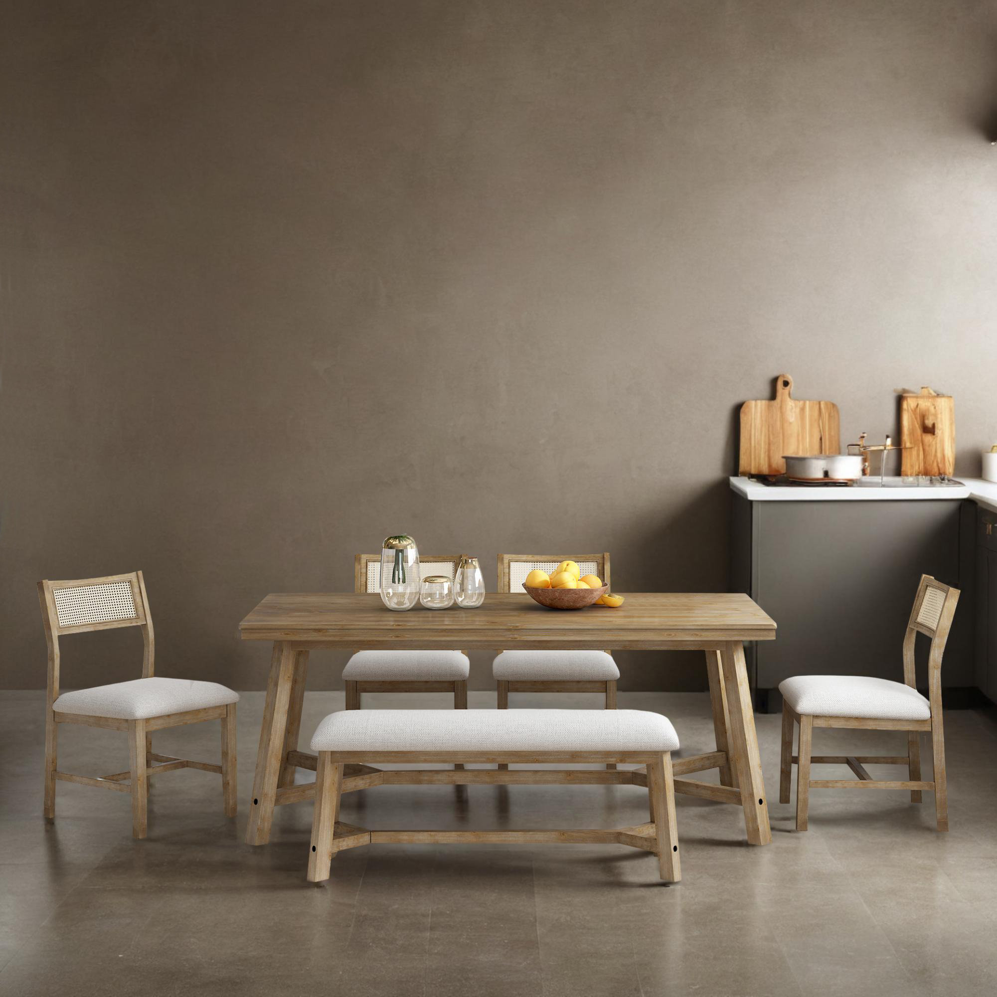 Rosalind Wheeler Daaron 6 - Piece Solid Wood Dining Set | Wayfair