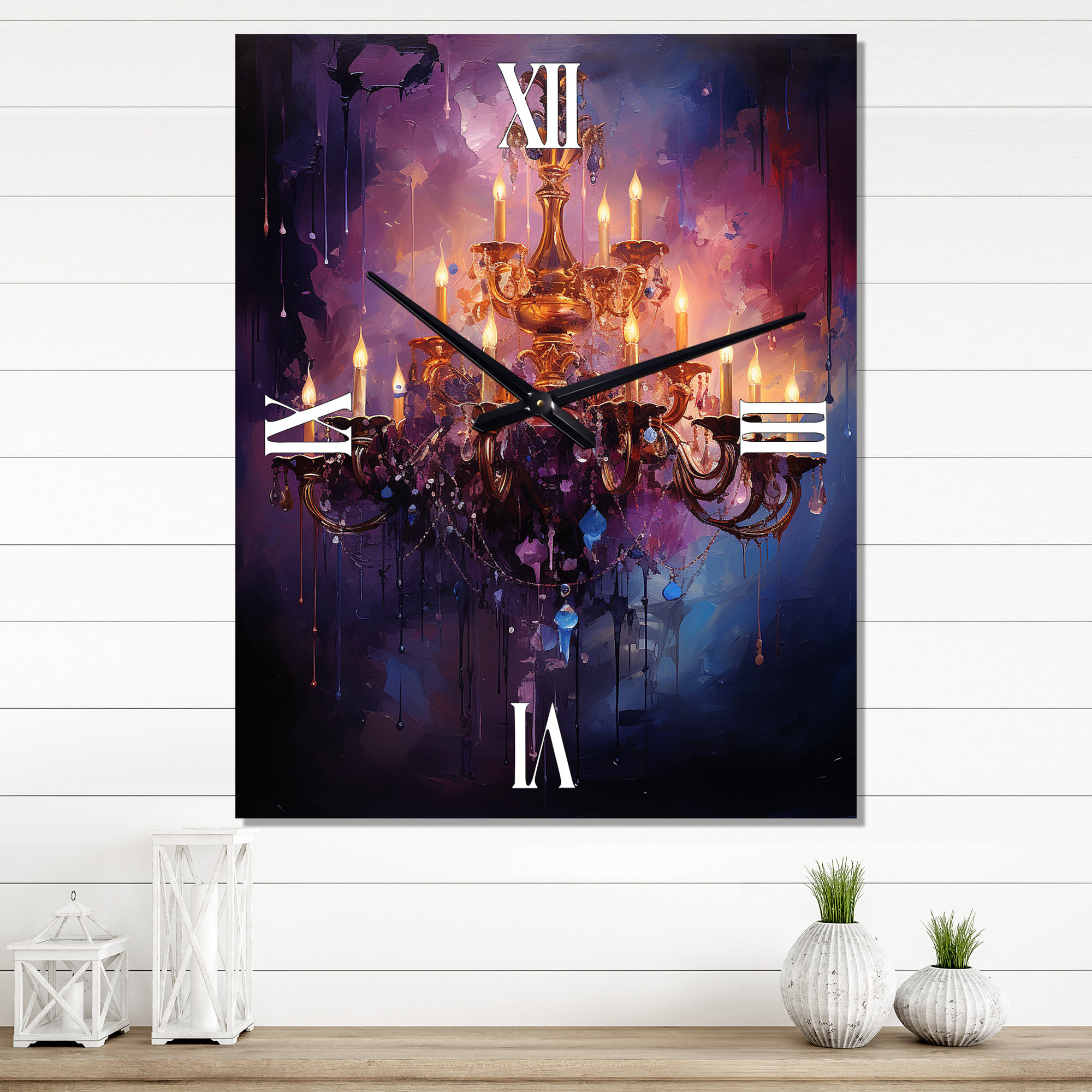 Design Art Chandelier Abstract Opulence - Glam Wall Clock Oversized ...