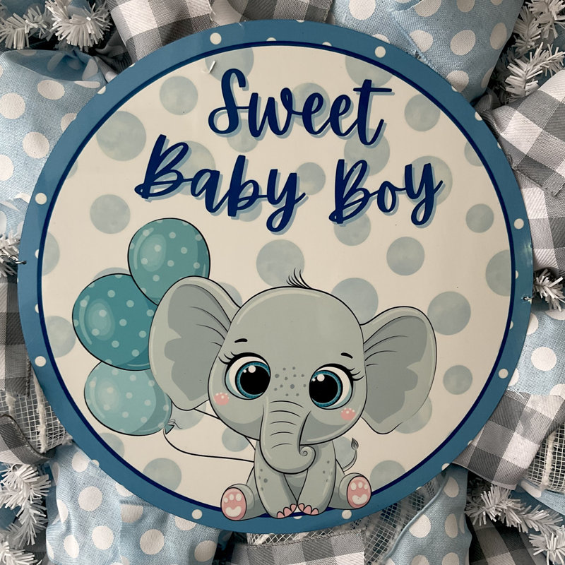 The Holiday Aisle® Sweet Baby Boy Wreath | Wayfair