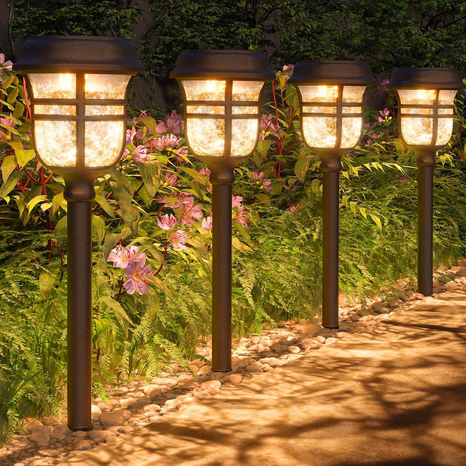 YUBIOM Outdoor Lights ‎High Lumens LED Solar Garden Lights With 2 ...