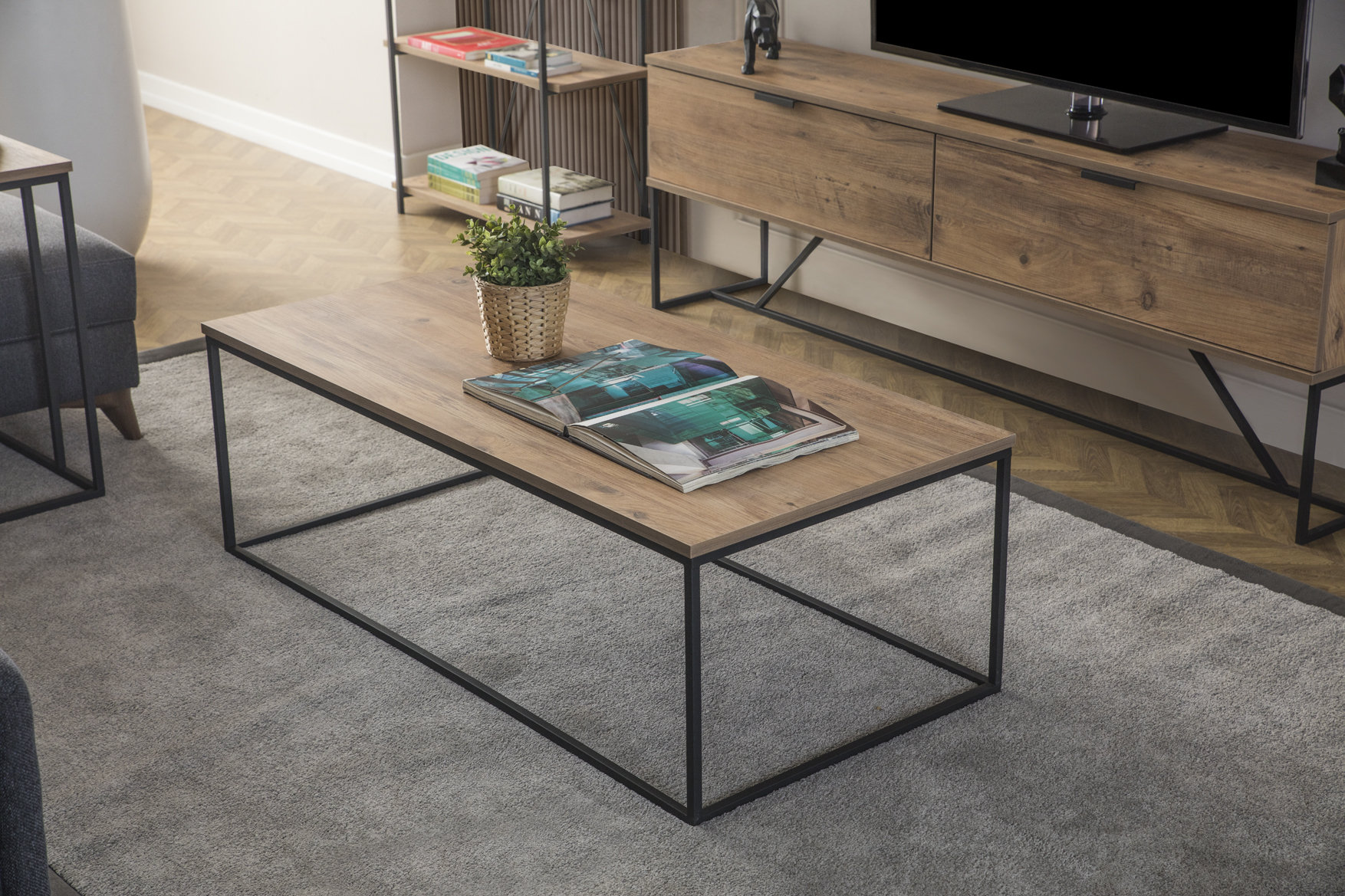 17 Stories Viarra Momento Modern Rectangular Frame Coffee Table | Wayfair
