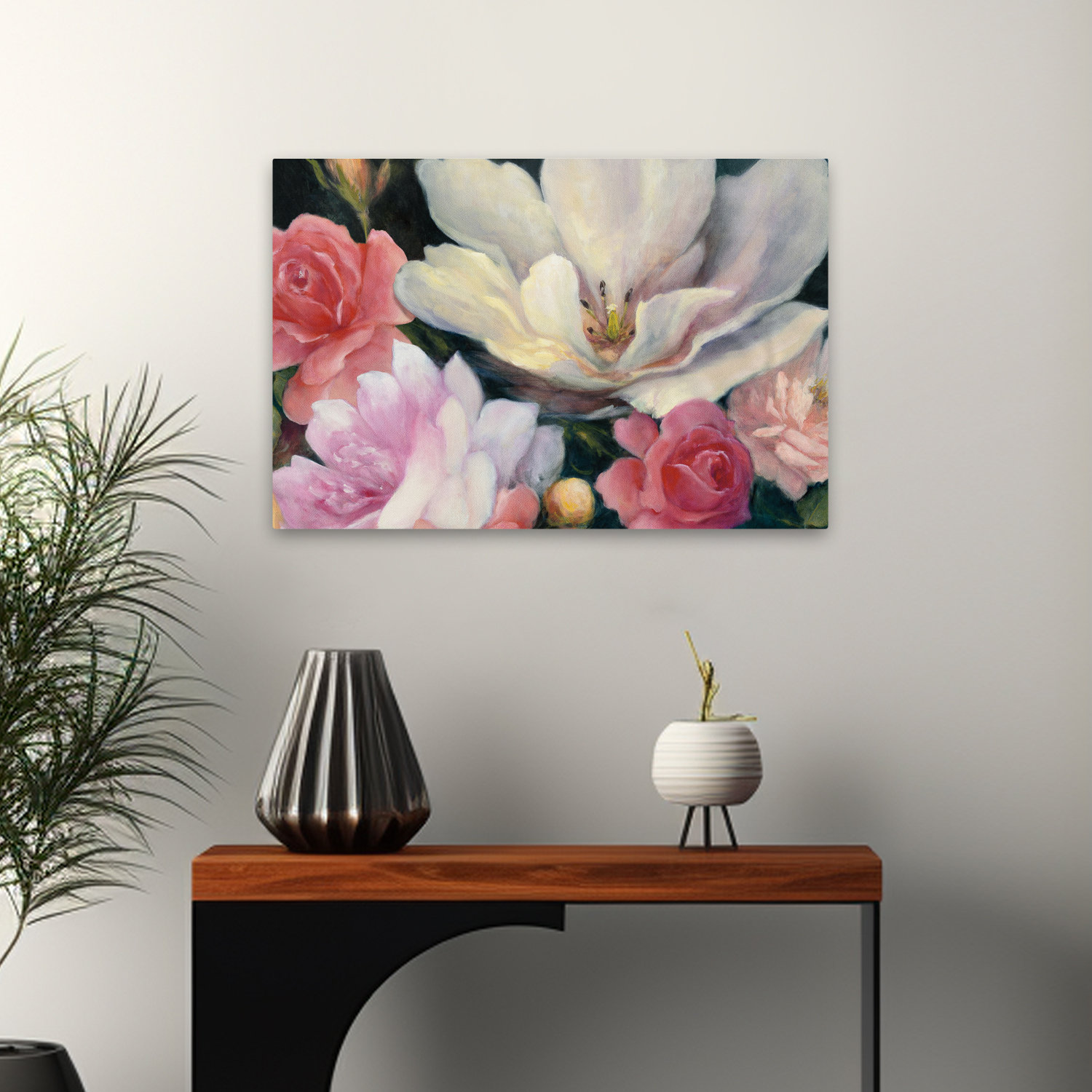Bungalow Rose Blue Cream Floral - Flemish Fantasy Rose Crop | Wayfair