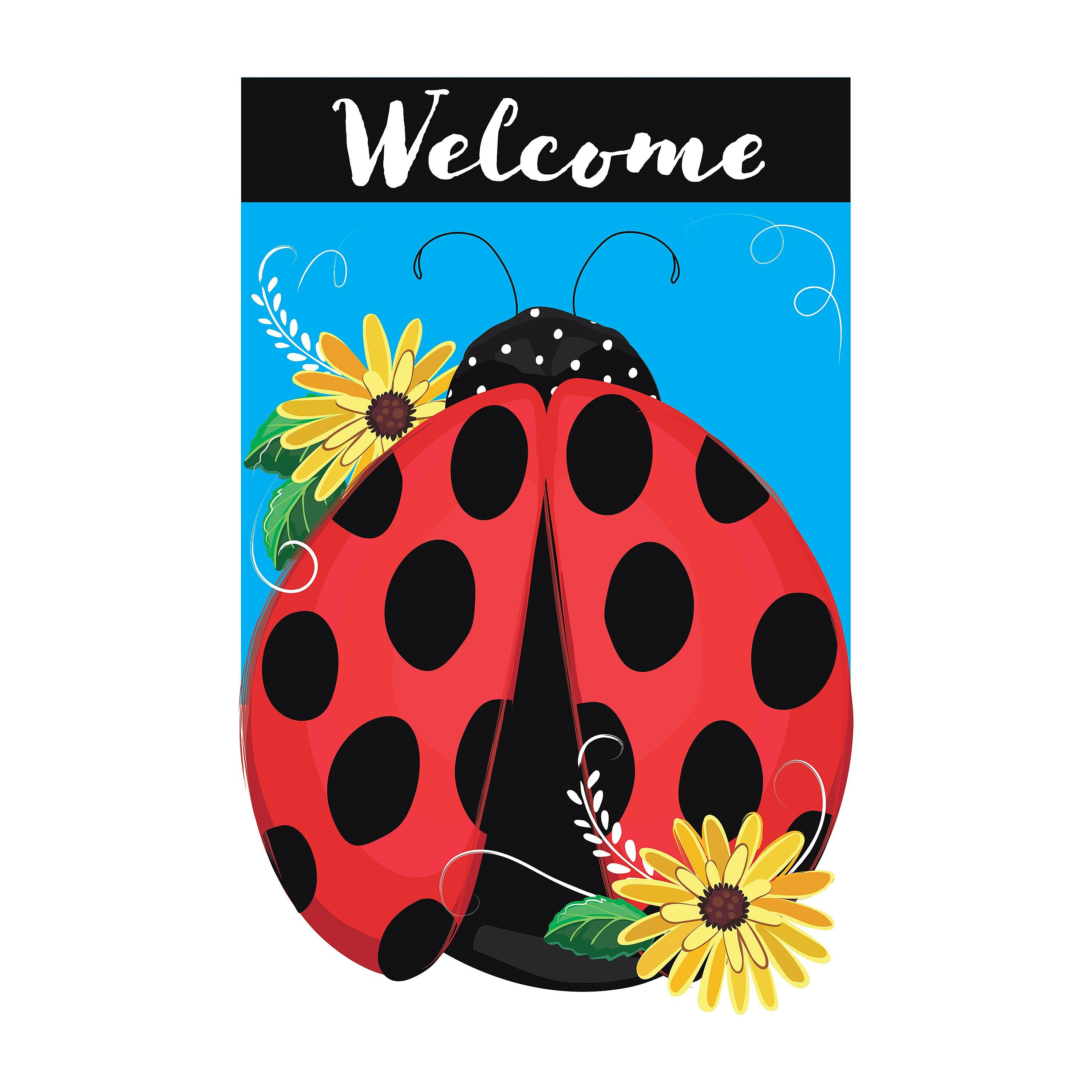 Arlmont & Co. Ladybug Welcome Applique Garden Flag | Wayfair