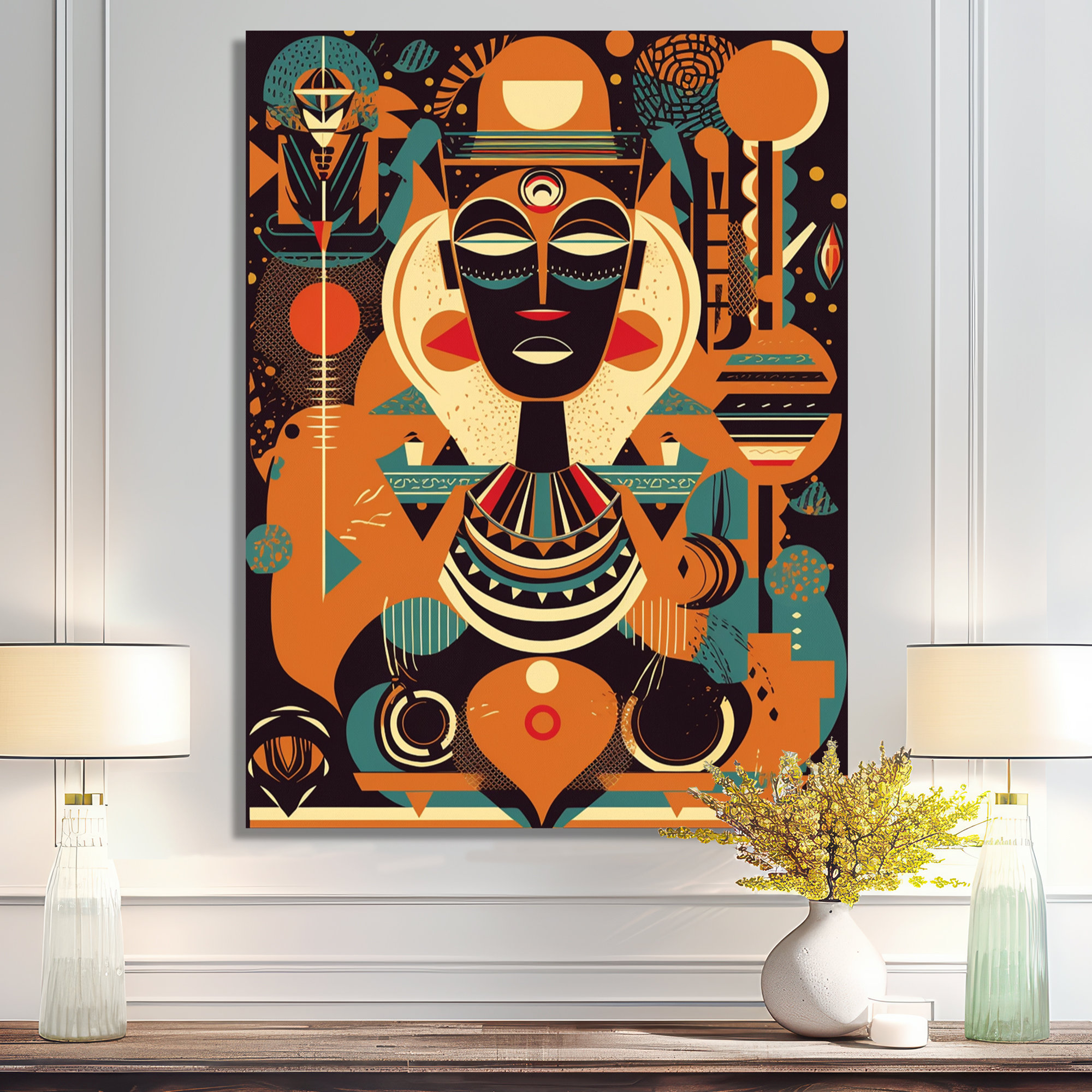 Bungalow Rose Traditional African Mask Retro Collage - Abstract ...