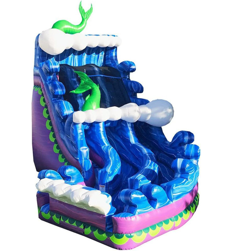 JumpOrange 27 FT Mermaid Mia Curve Dual Lane Water Slide with Attached ...