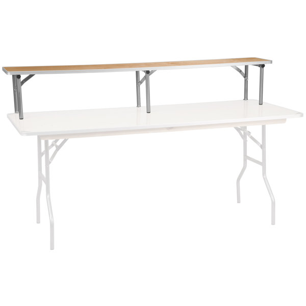 Ebern Designs Brandl Birchwood Bar Top Riser with Folding Silver Legs ...