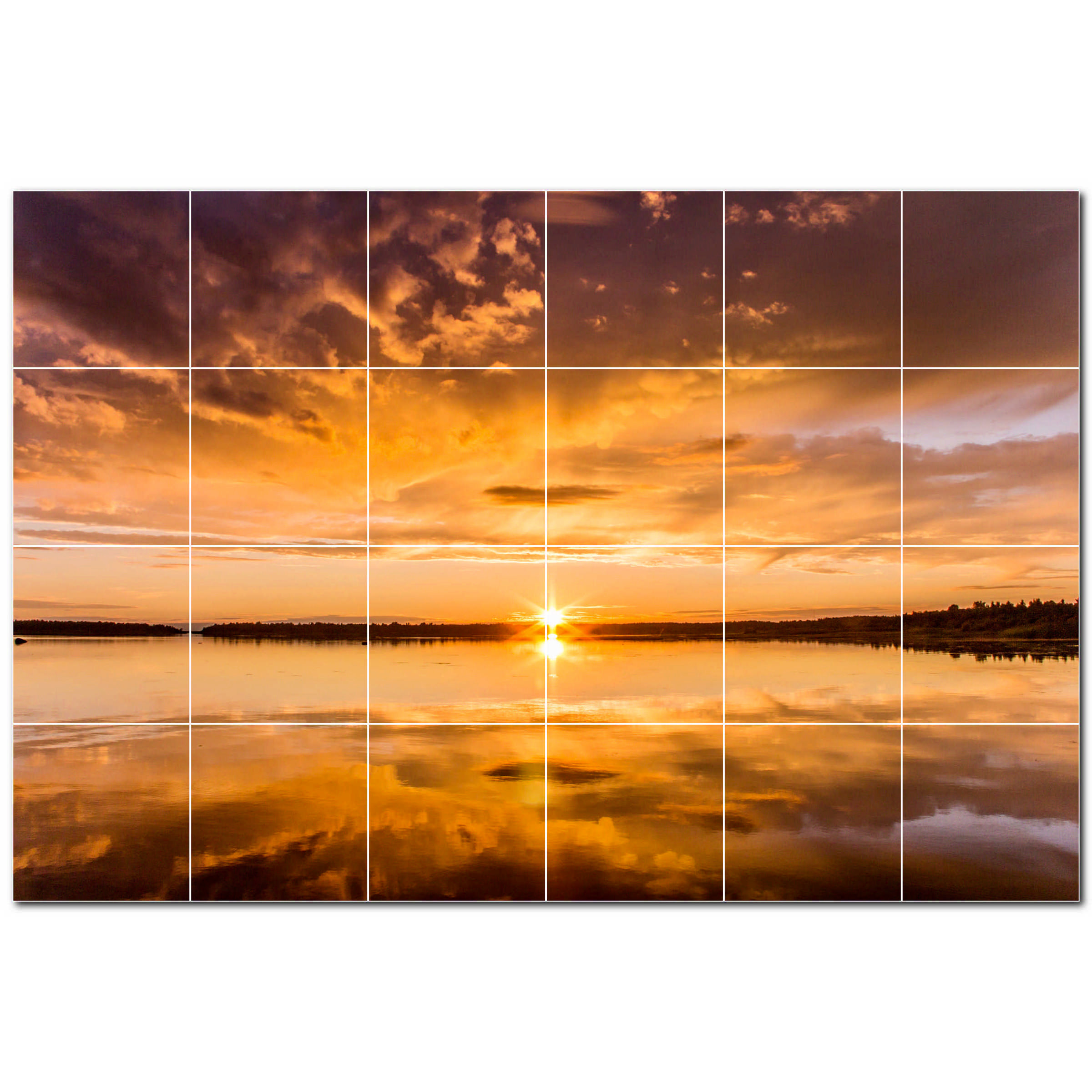 Picture-Tiles.com 25.5" x 17" Ceramic Sunset Photo Decorative Mural ...