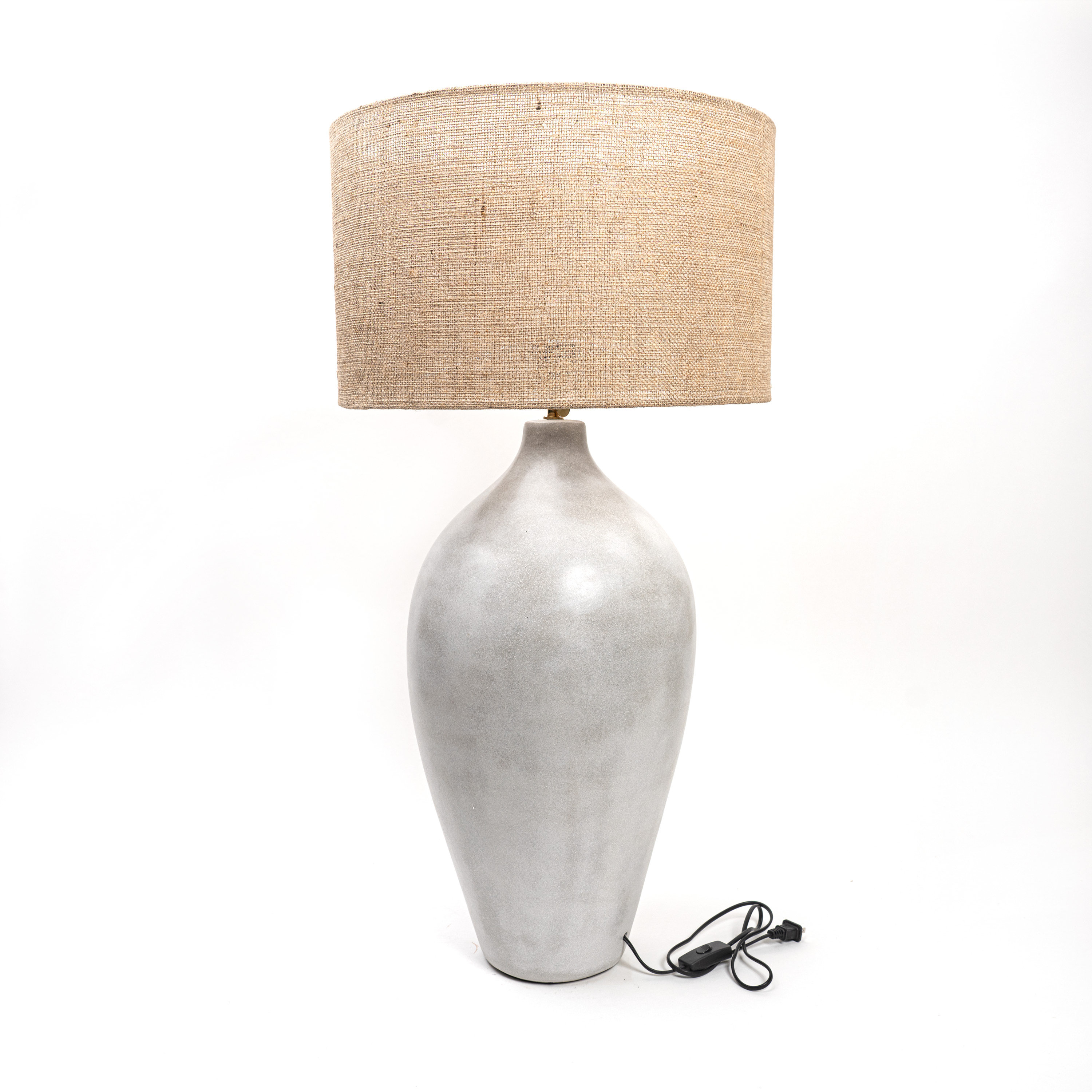 Orren Ellis 34"H Light Gray and Tan Hopson Cement Vase Table Lamp with ...