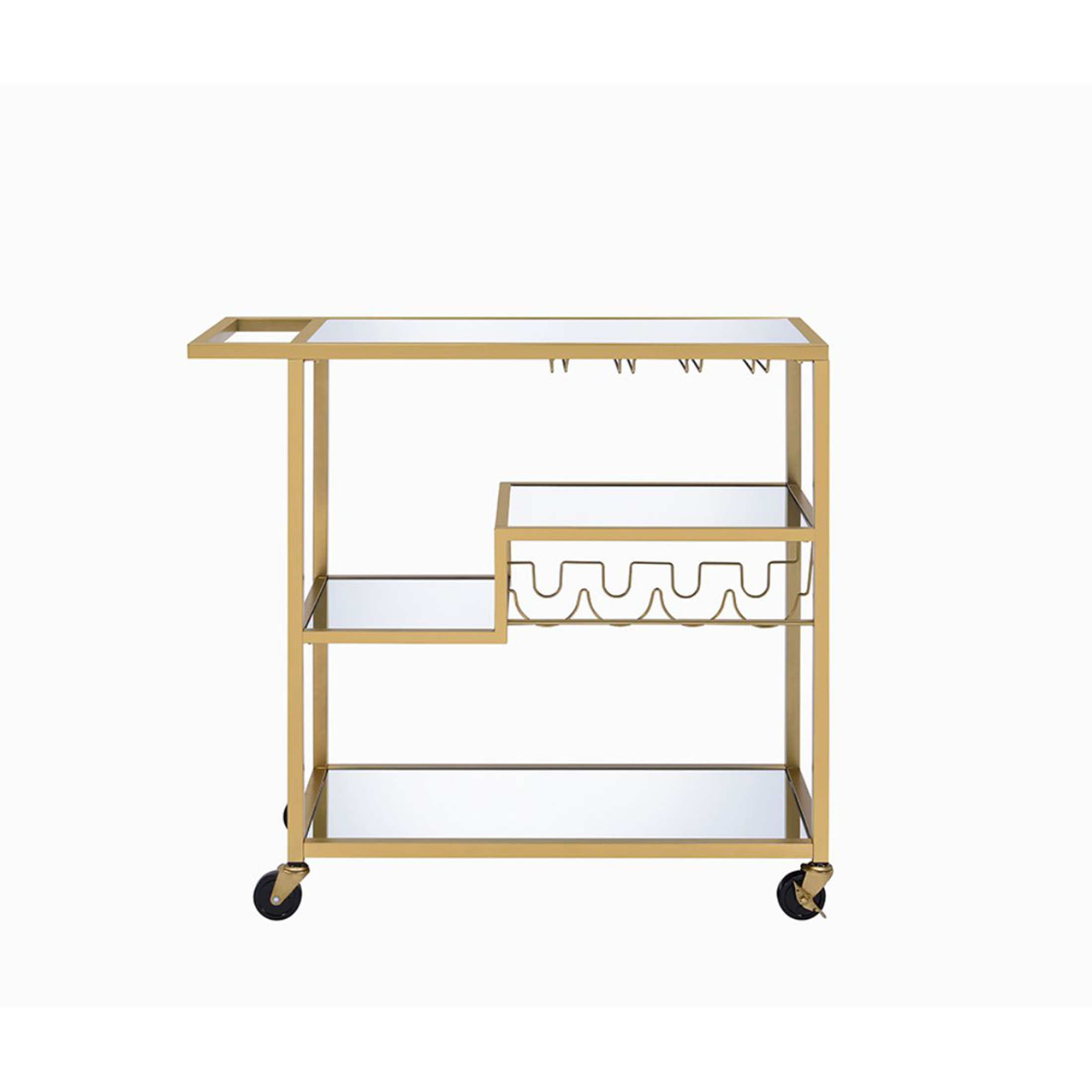 Mercer41 Adamsen Mirrored & Champagne Serving Cart - Refined Glamour ...