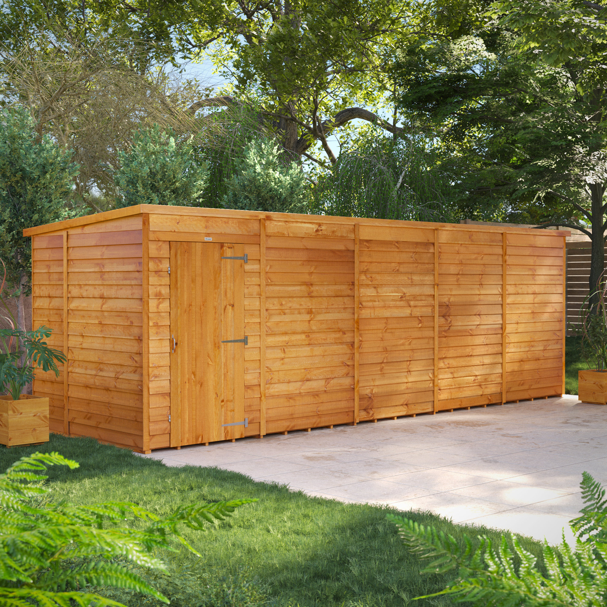 POWERSHEDS 6.3 ft. W x 20 ft. D Solid Wood Overlap Pent Garden Shed ...