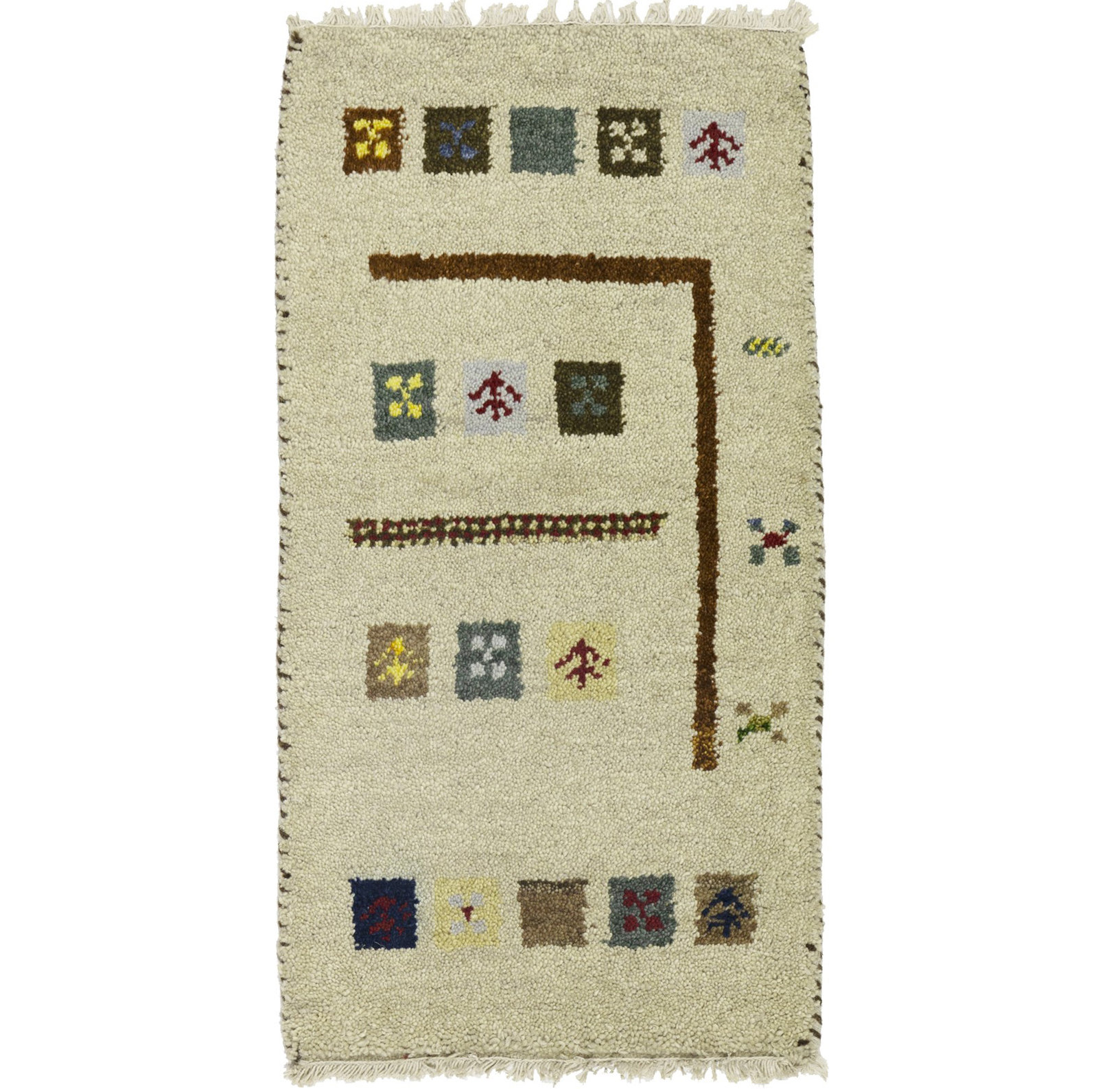 Union Rustic Cream Tribal 1'5X3 Indo Gabbeh Oriental Area Rug | Wayfair