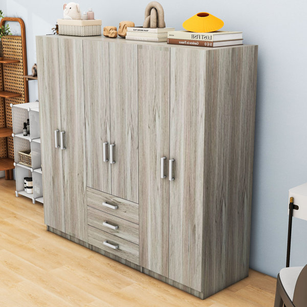 Latitude Run® Almeter Elegant Wooden Freestanding Wardrobe with 6-Door ...