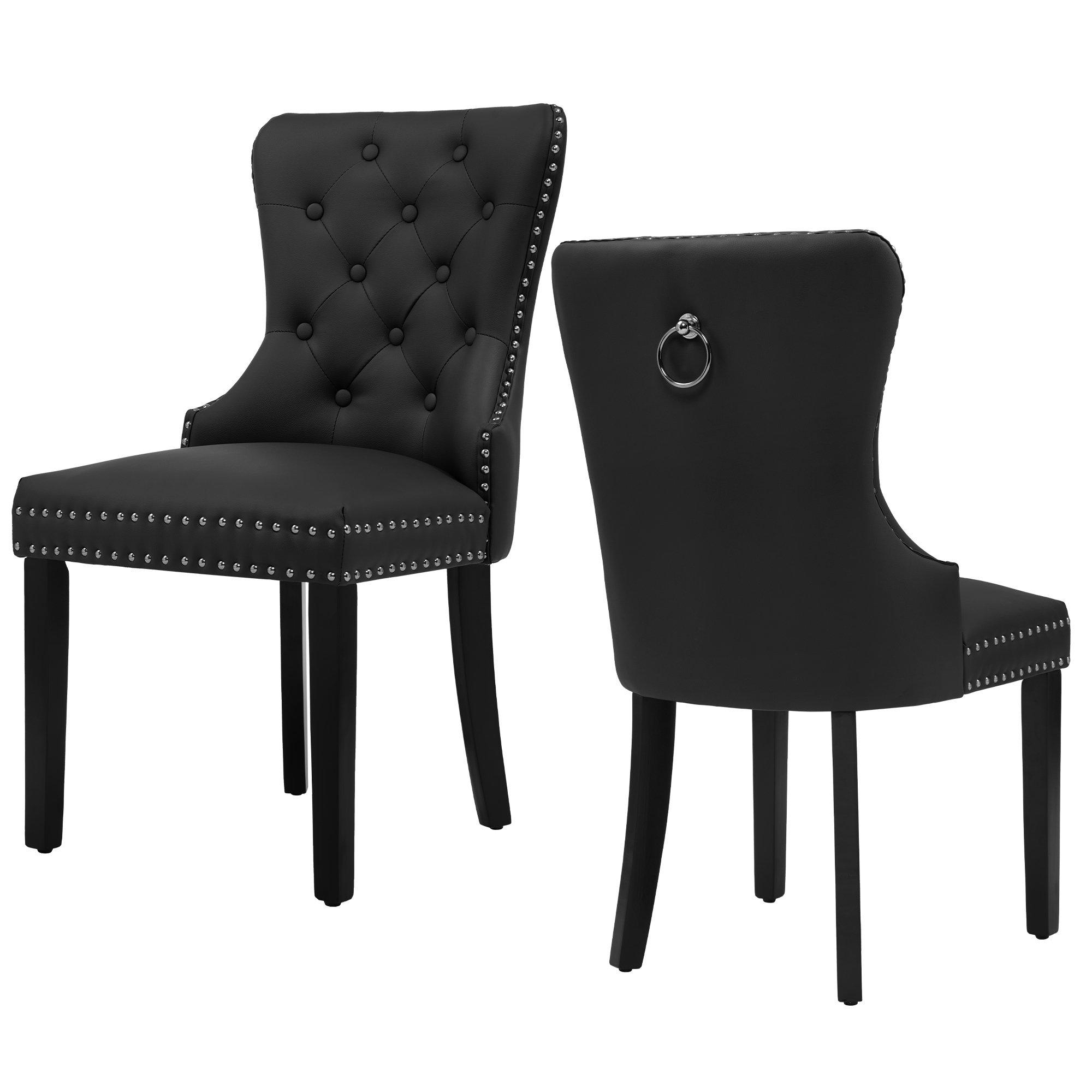 Winston Porter PU Leather Dining Chairs with Pull Ring & Reviews | Wayfair
