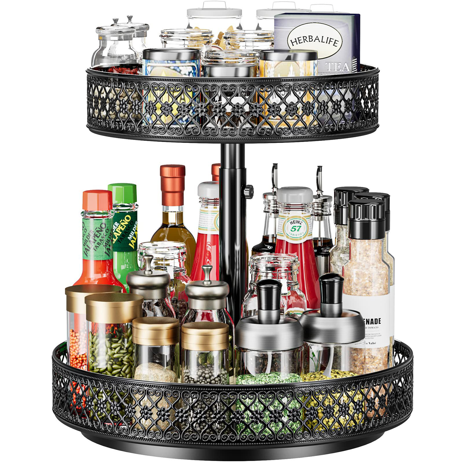 Lark Manor™ Lazy Susan Organizer 2 Tier - Turntable Spice Rack 12 Inch ...