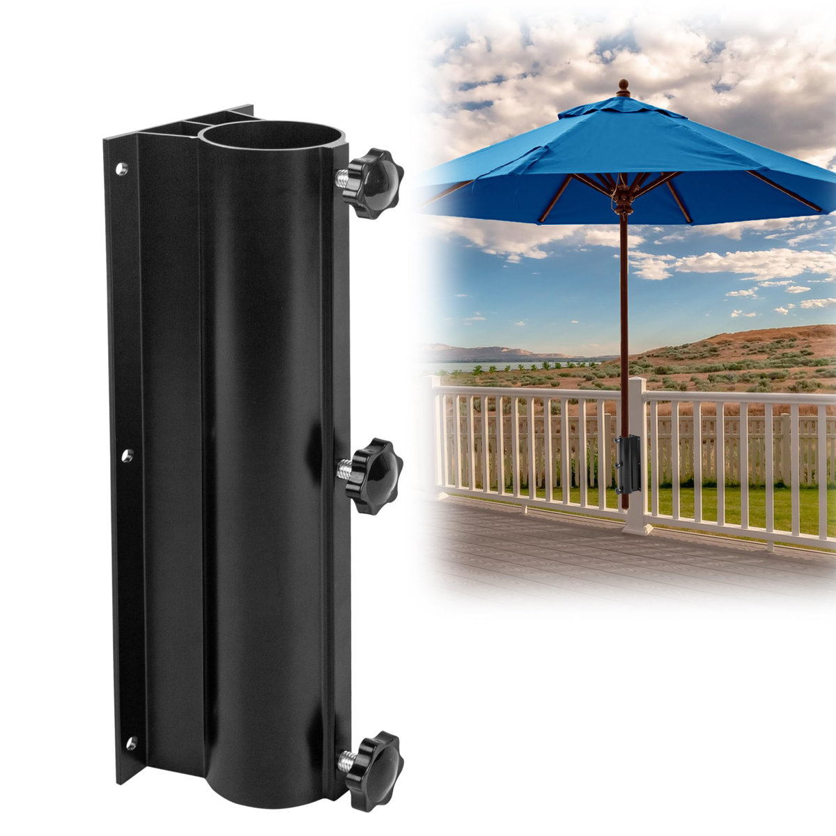Arlmont & Co. Adjustable Outdoor Parasol Base Metal Parasol Clip ...