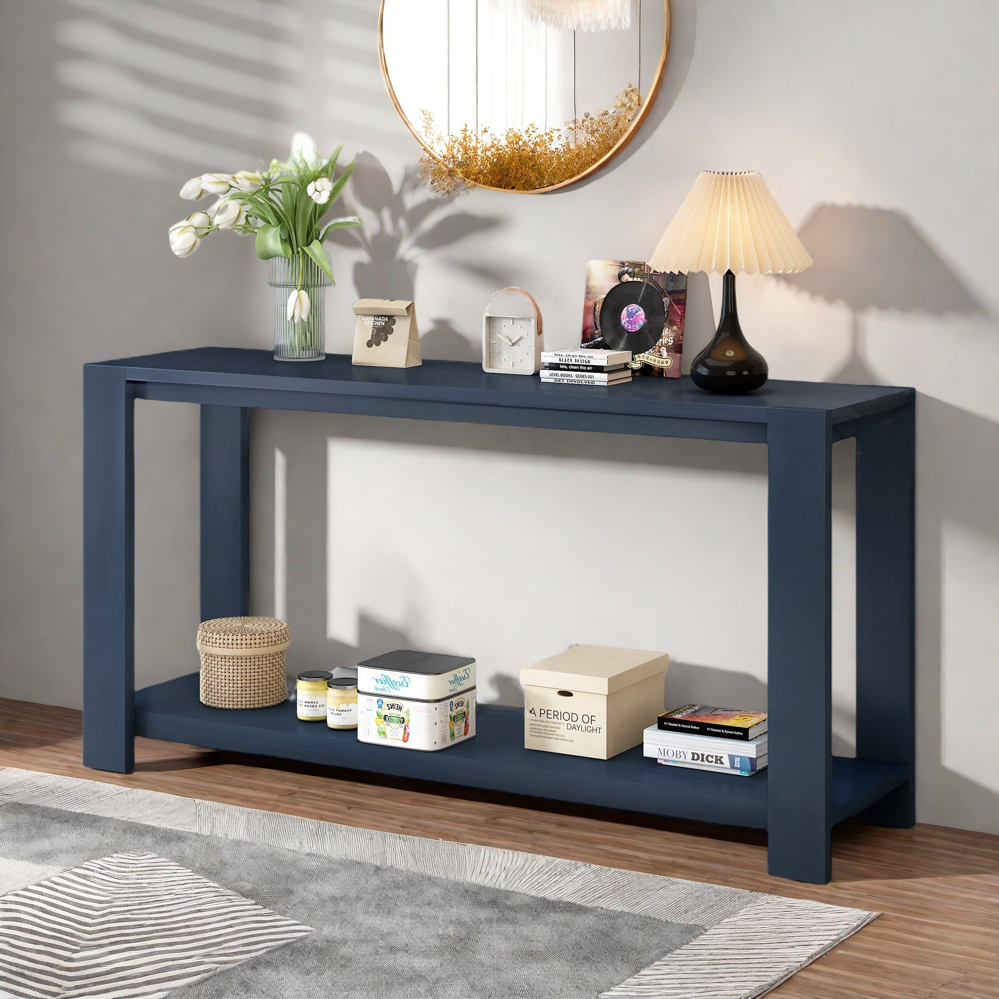 Latitude Run® Minimalist Console Table With Bottom Shelf And Four ...