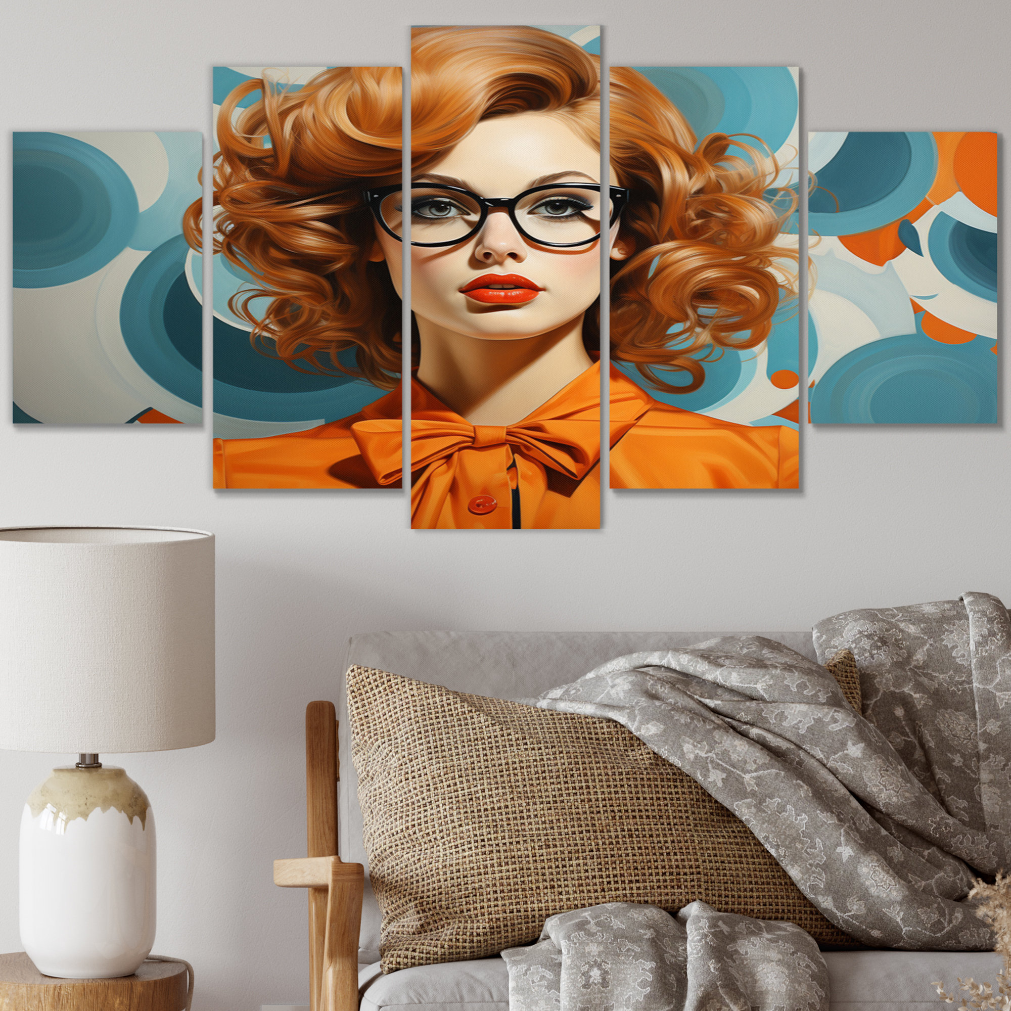 Mercer41 Orange Mid Century Retro Portraits IV - Fashion Wall Decor - 5 ...