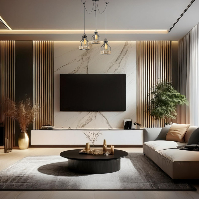 Corrigan Studio® Adjustable Height 3-Lights Metal Body Cluster Pendant ...