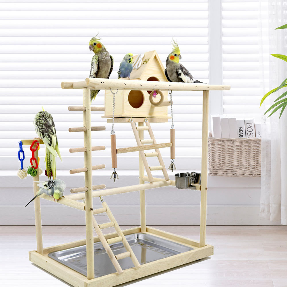 UMMA, LLC One-of-a-Kind 26.7'' Wood Bird Play Gym for Table Top | Wayfair