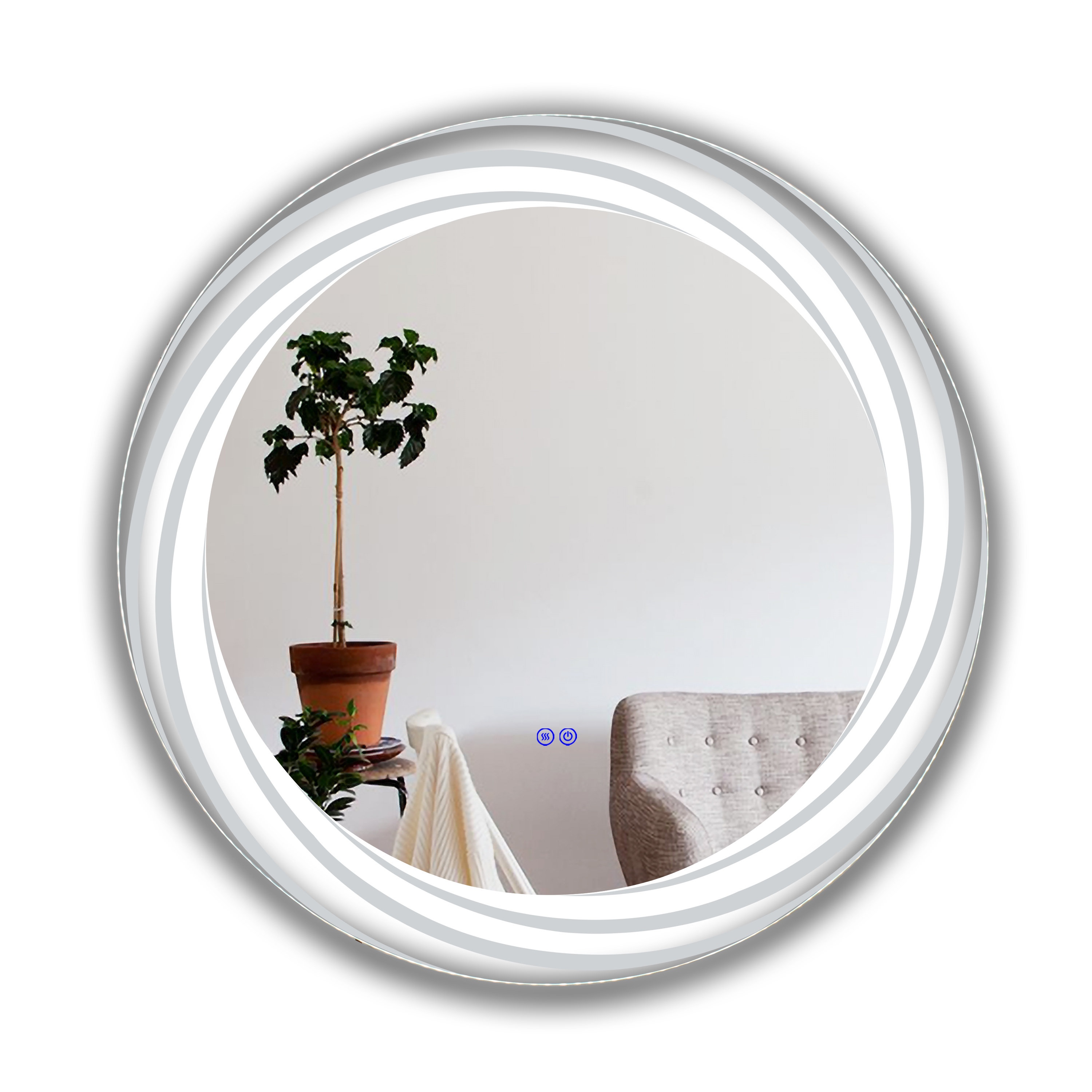 CHLOE Lighting LUMINOSITY Back Lit Round Touchscreen LED Mirror 3 Color ...