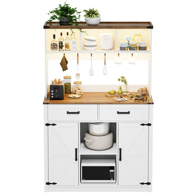 Gracie Oaks 39.37'' Sideboard Buffet Cabinet With Led Lights & Reviews ...