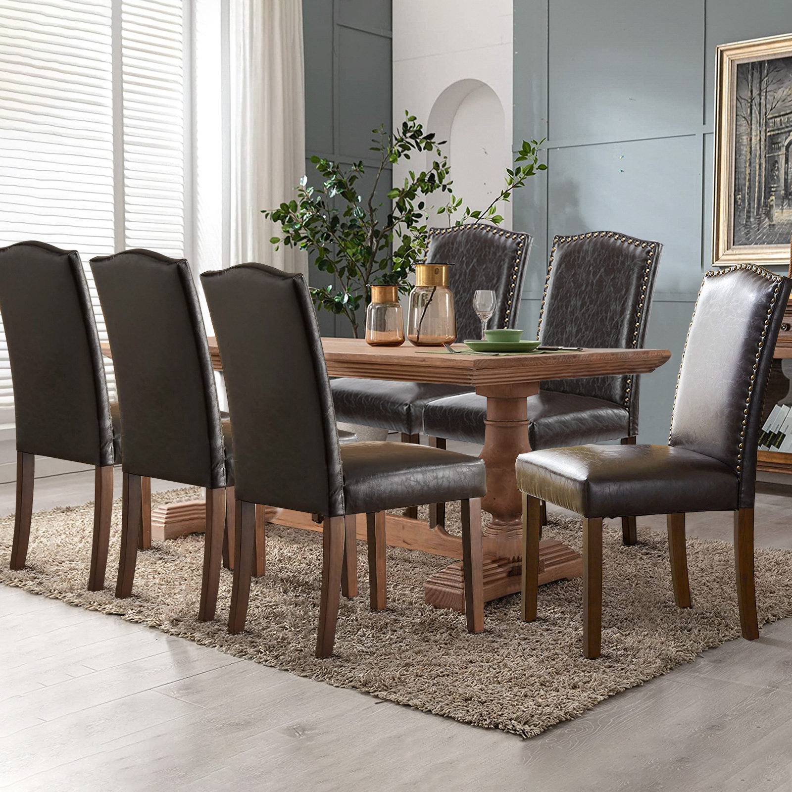 Wildon Home® Devlen Dining Chairs, Modern Faux Leather Upholstered ...