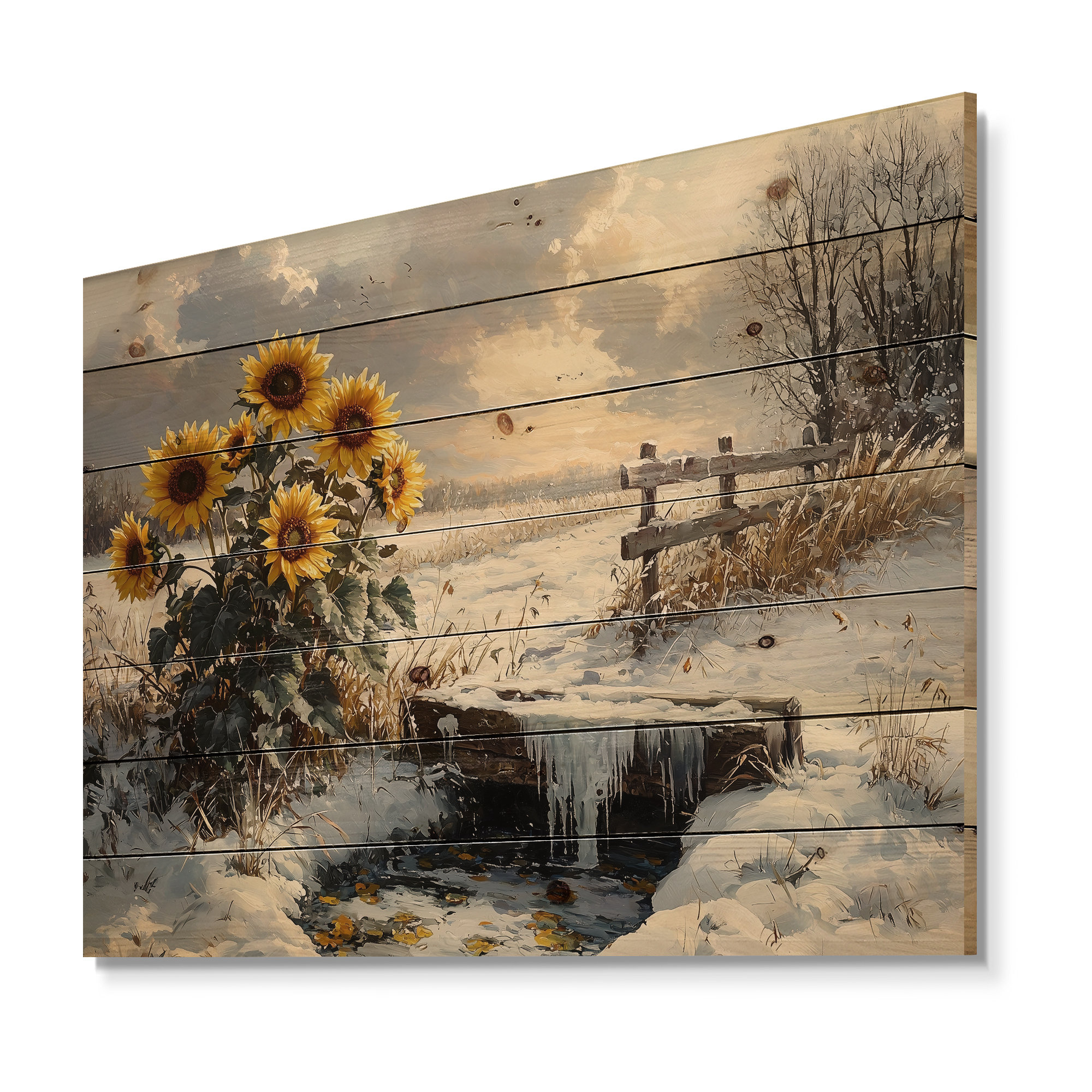 Ophelia & Co. Sunflowers By The Frozen Water Trough - Sunflowers Wood ...