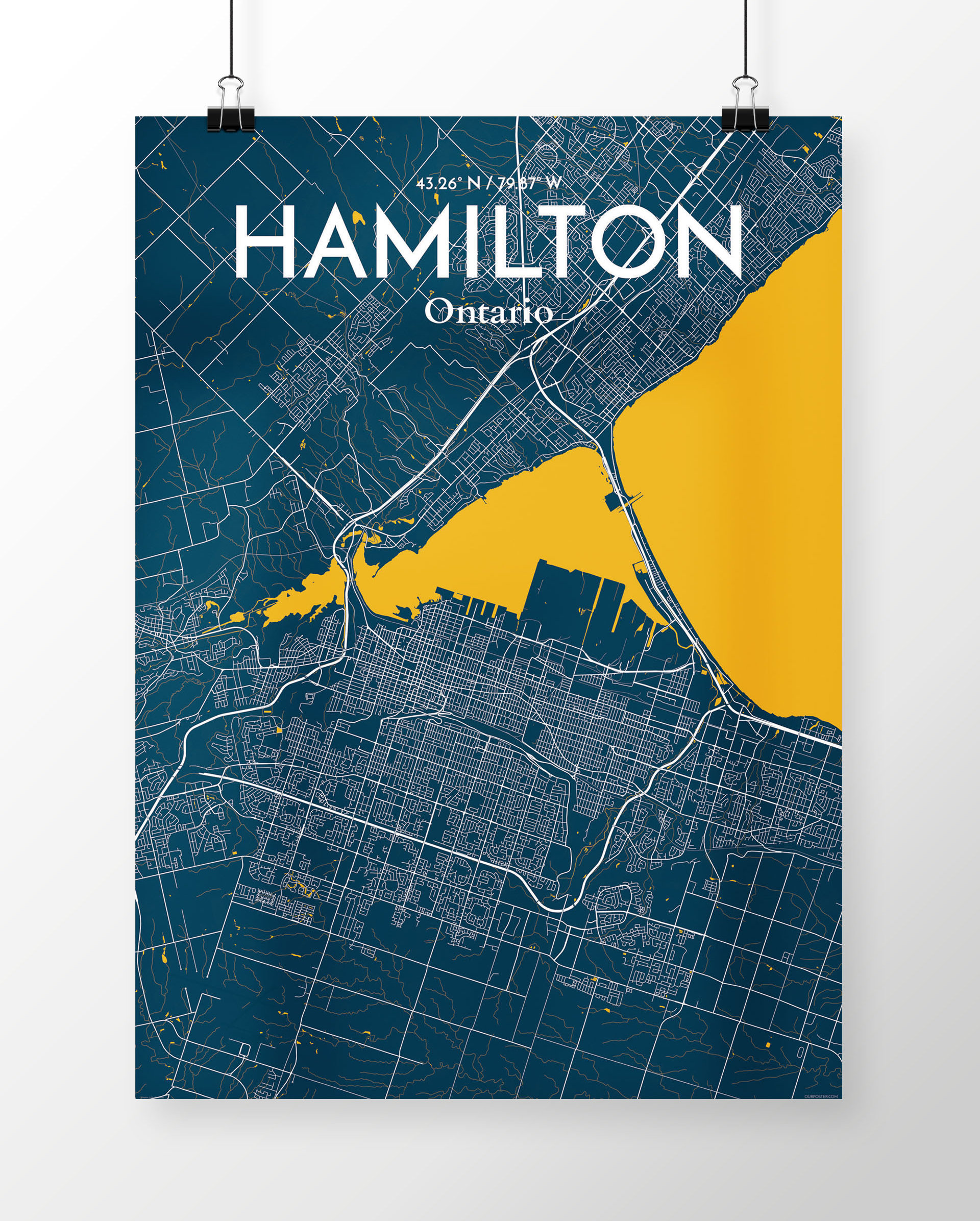 OurPoster.com 'Hamilton City Map' Graphic Art Print - Wayfair Canada