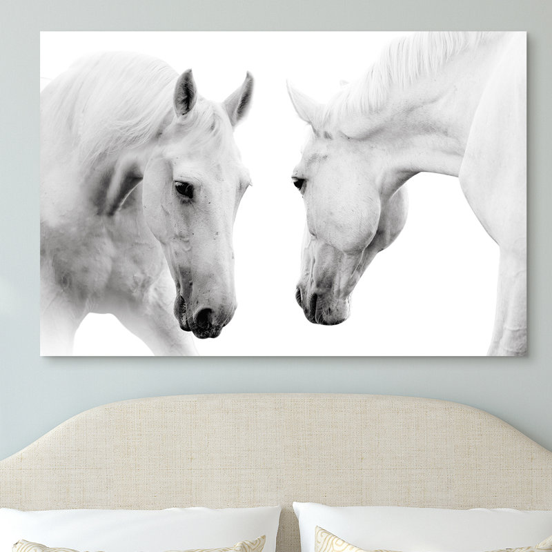 Latitude Run® 'White Horse' - Reverse Printed Glass Wall Art & Reviews ...