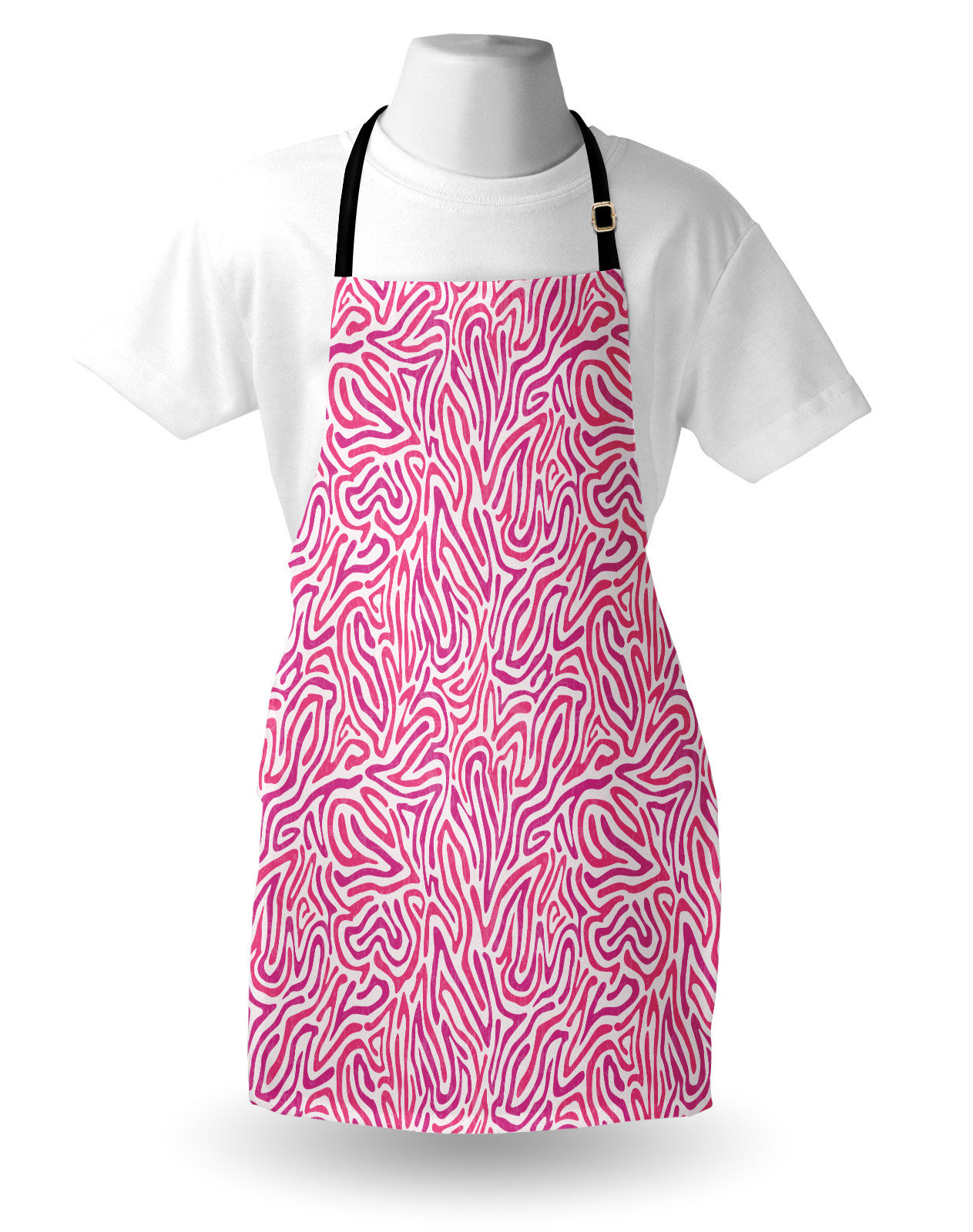 East Urban Home Pink Zebra Apron Unisex, Curvy Lines Funky, Adult Size ...