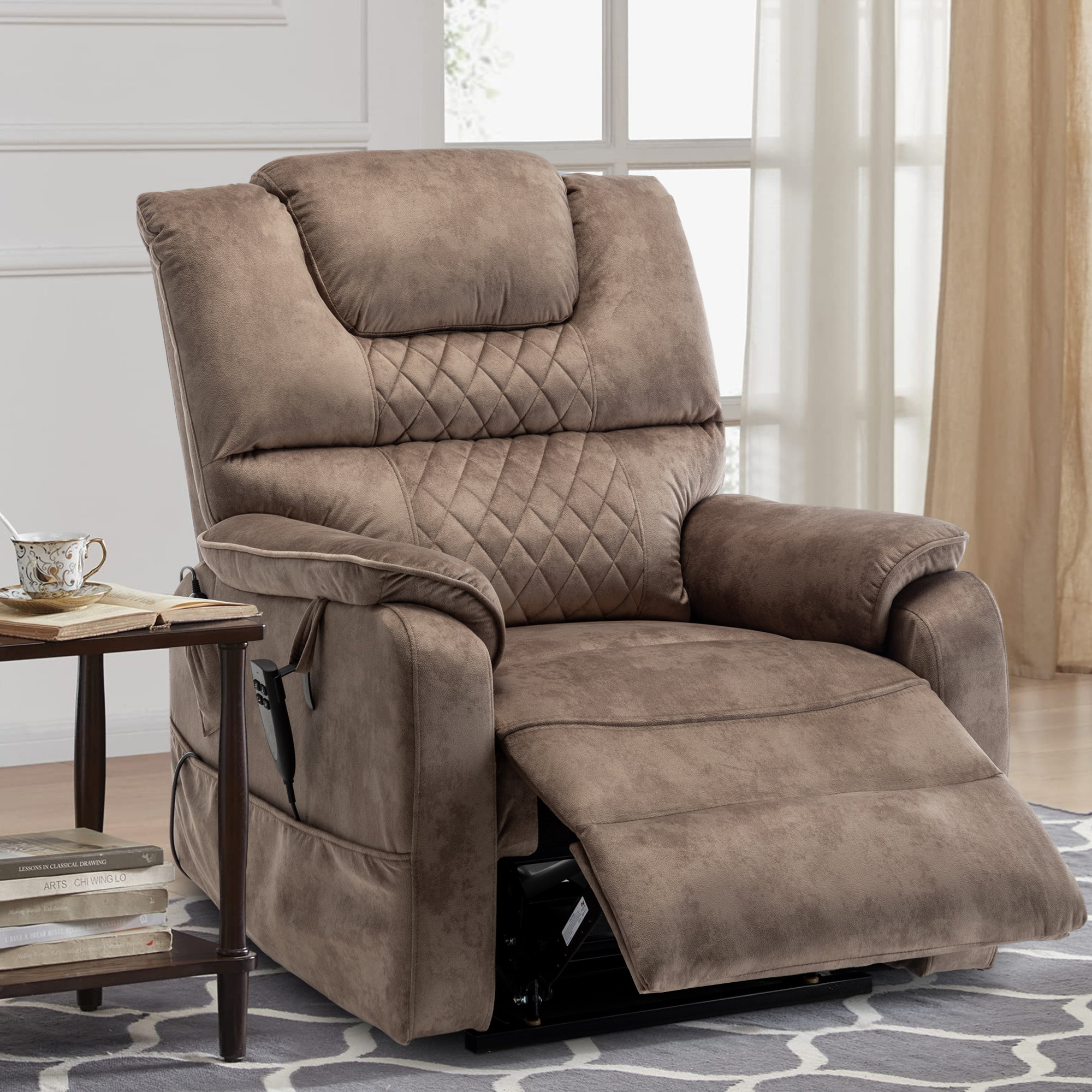 Hokku Designs Daqwan 35.5"W Dual Electric Power Lift Recliner Chair ...