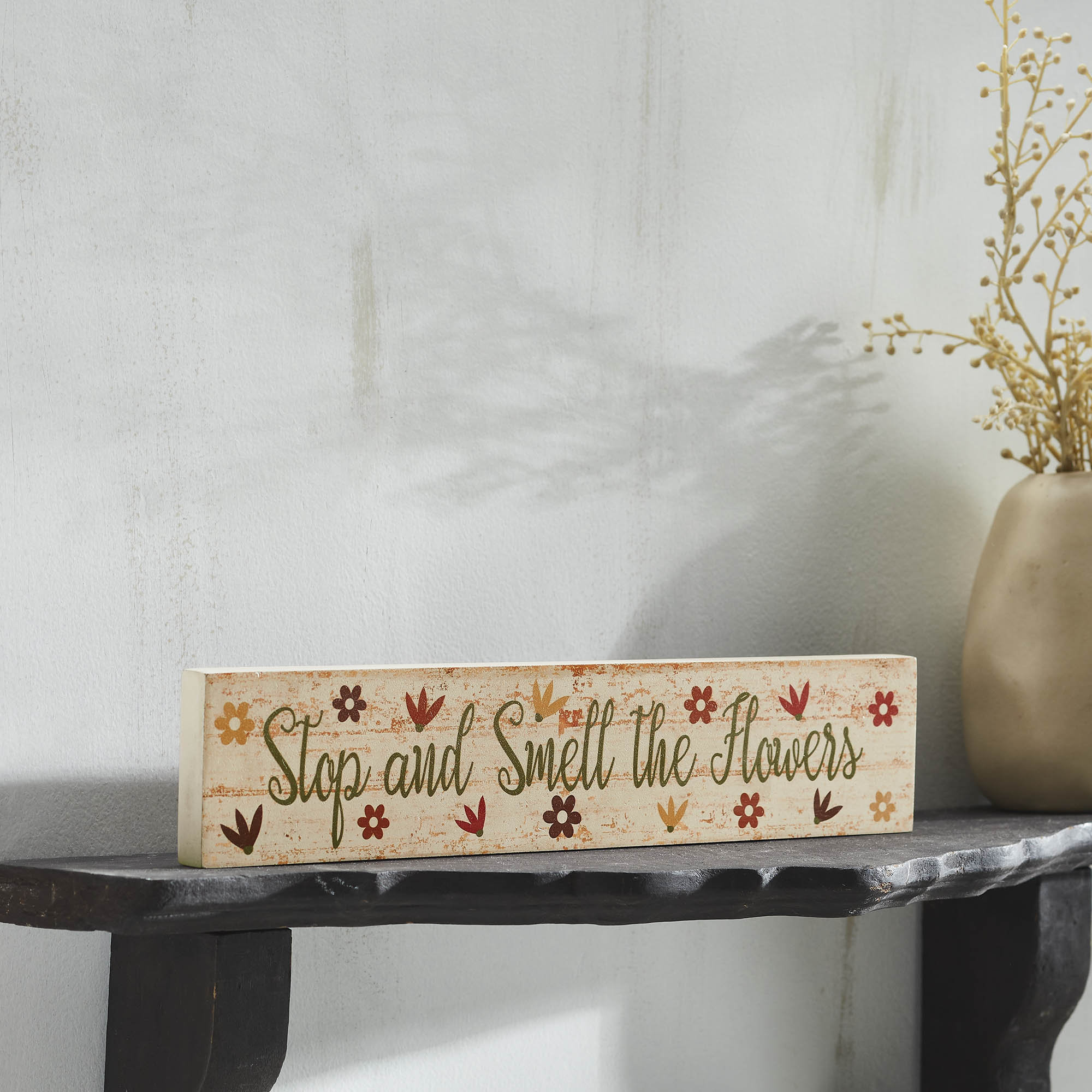 VHC Brands Spring In Bloom Stop And Smell The Flowers MDF Wall Sign ...