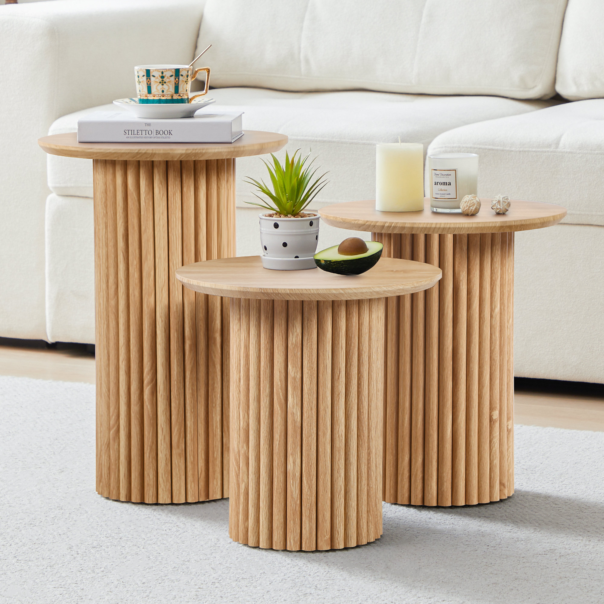 Wrought Studio™ Azueta 3-Piece Round Nesting Coffee Table Set | Wayfair