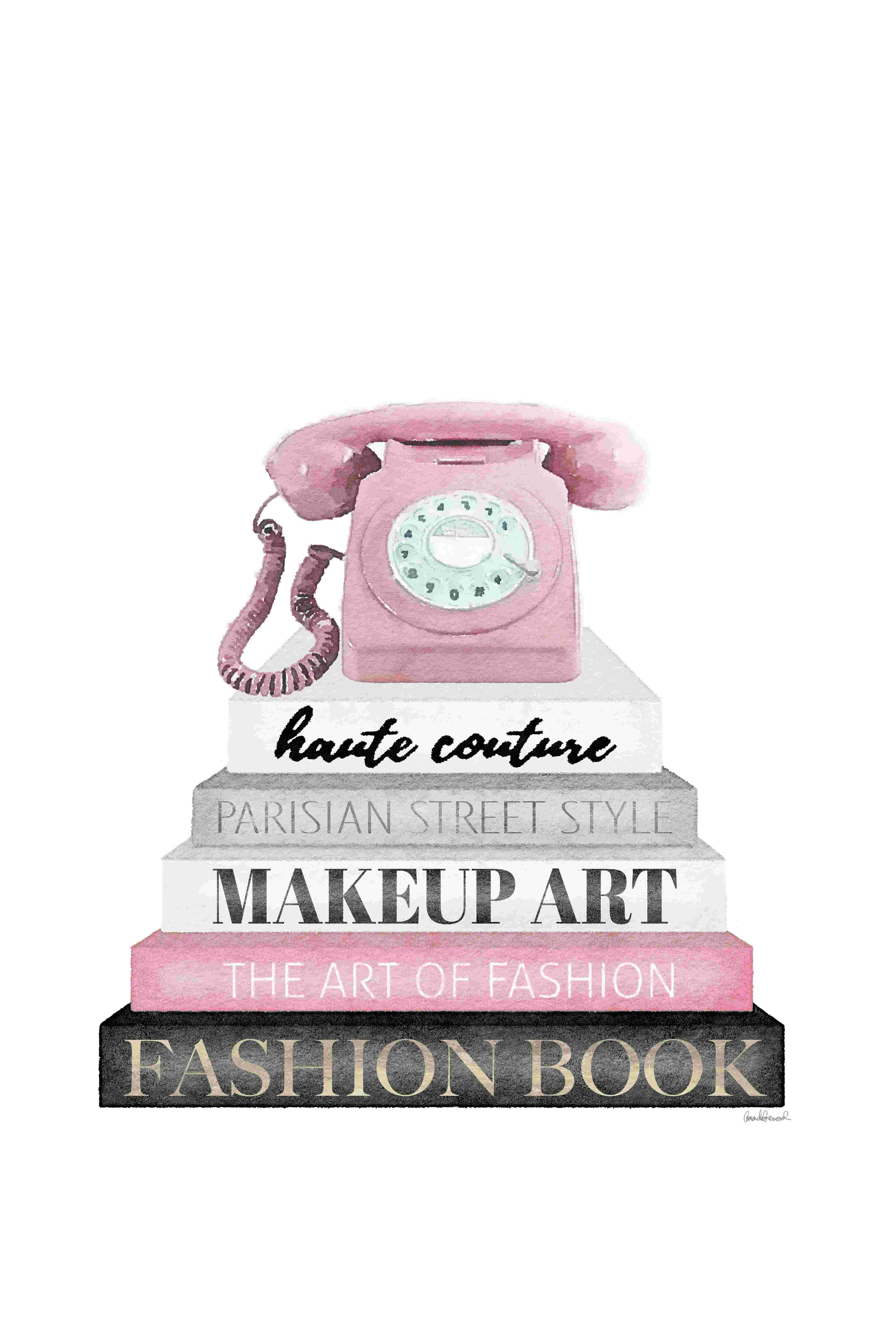 Mercer41 Telephone Bookstack II - Wrapped Canvas Painting - Wayfair Canada