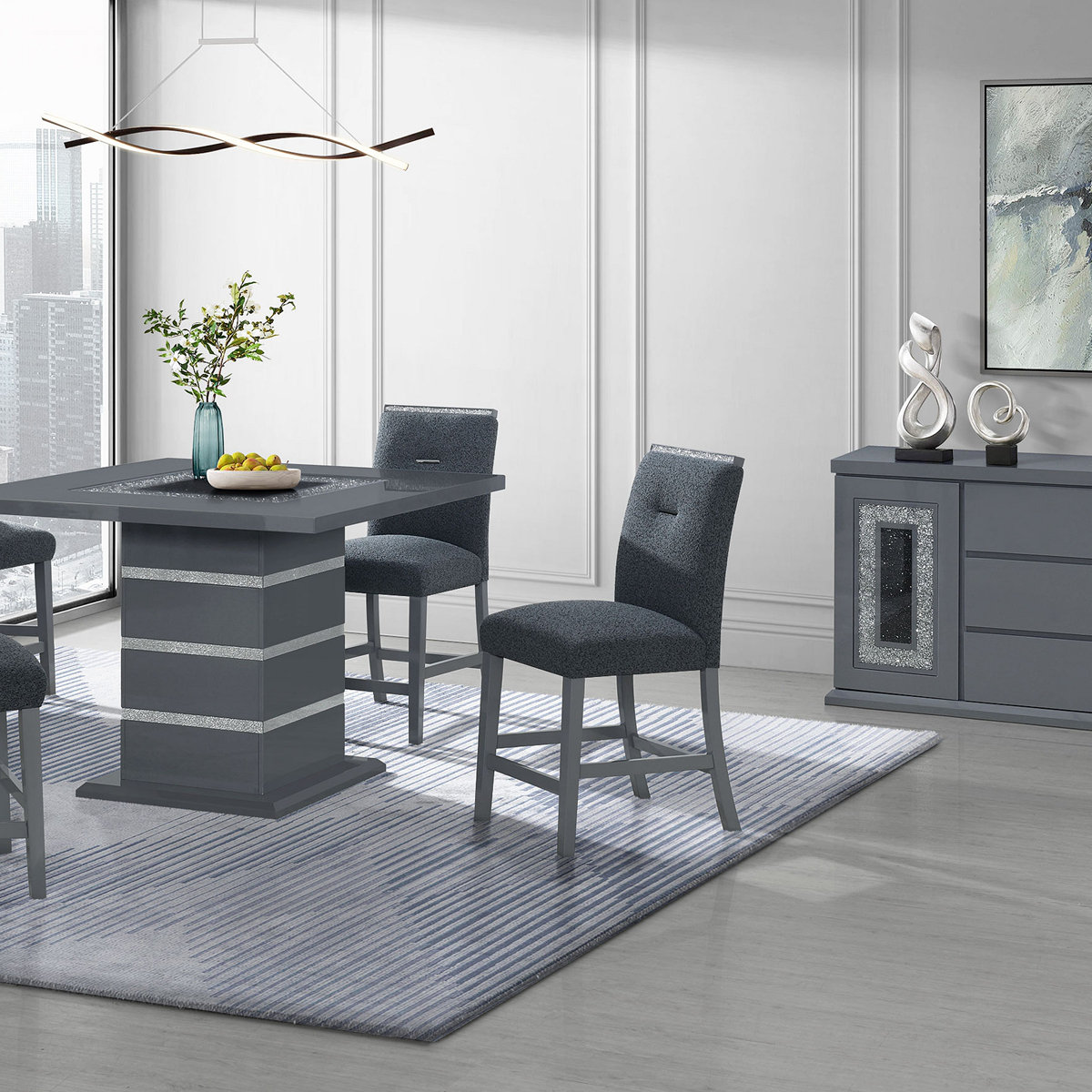 Mercer41 Zamorion DARK GREY BAR TABLE | Wayfair
