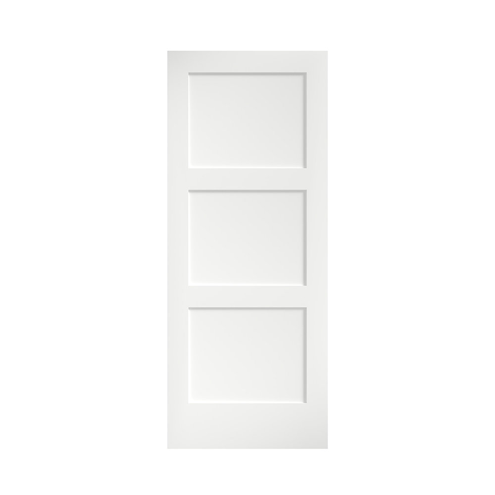 EightDoors 80-in 3-Panel Equal Shaker Solid Wood Primed Slab Door ...